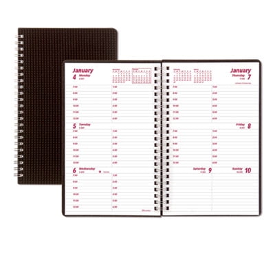 Rediform CB75VBLK Duraflex Weekly Planner, 8 X 5, Black Cover, 12-month ...