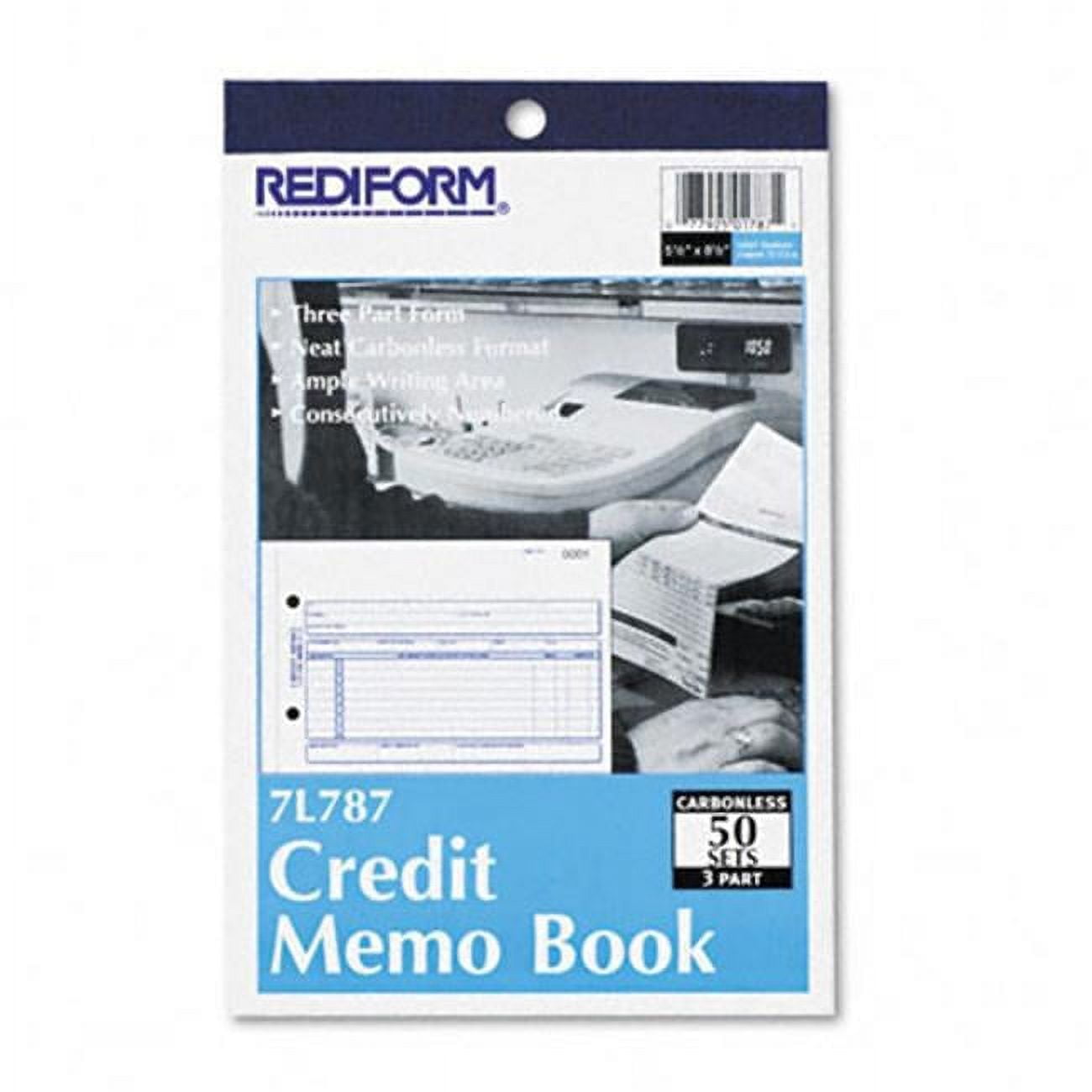 Rediform Credit Memo 5-1/2 x 7-7/8 Carbonless Triplicate 50 Sets/Book ...