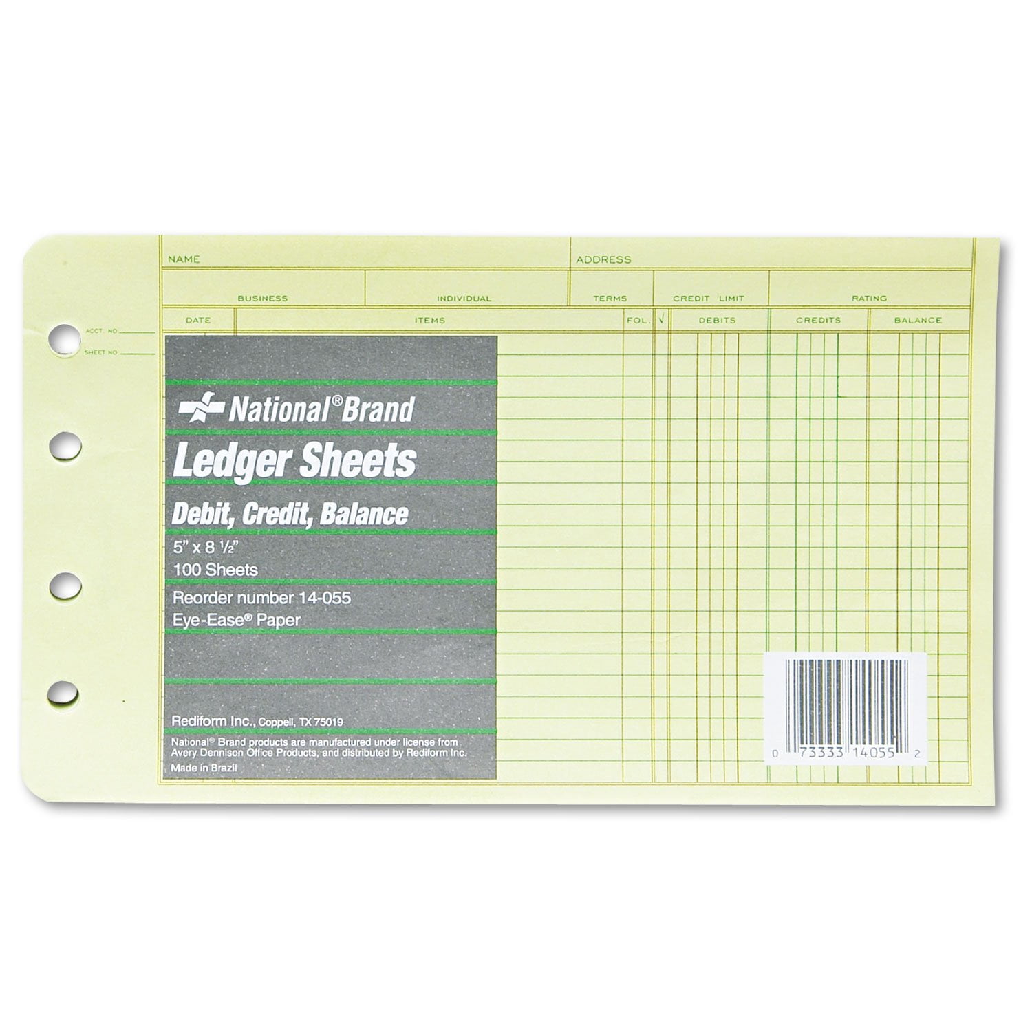 Rediform Extra Sheets for 4-Ring Ledger Binder, Green Eye-Ease Paper ...