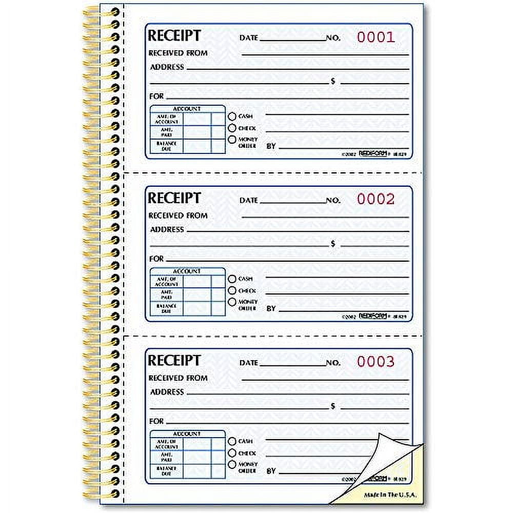 Rediform Money Receipt Book, Gold Standard, Two-Part Carbonless, 8.5 x ...