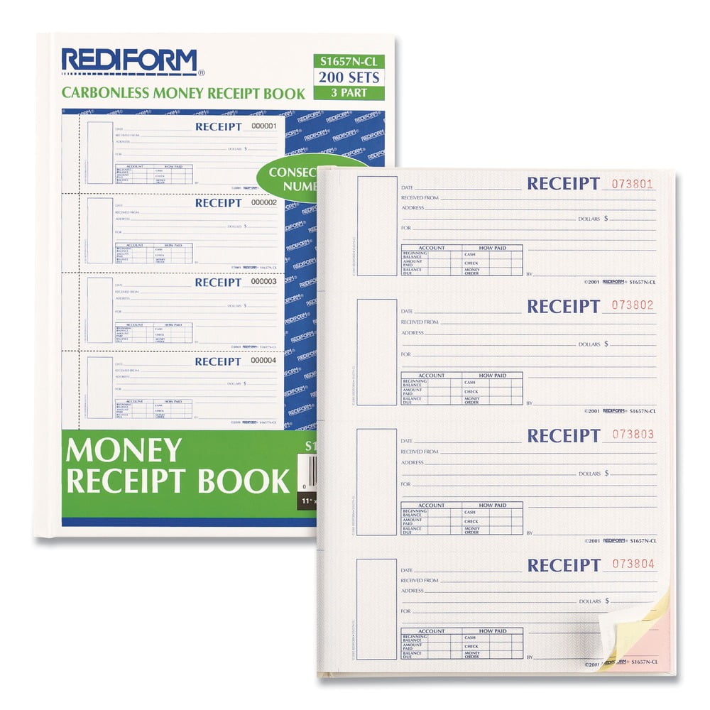 Rediform Office Products Hardcover Numbered Money Receipt Book, 6 7/8 X ...