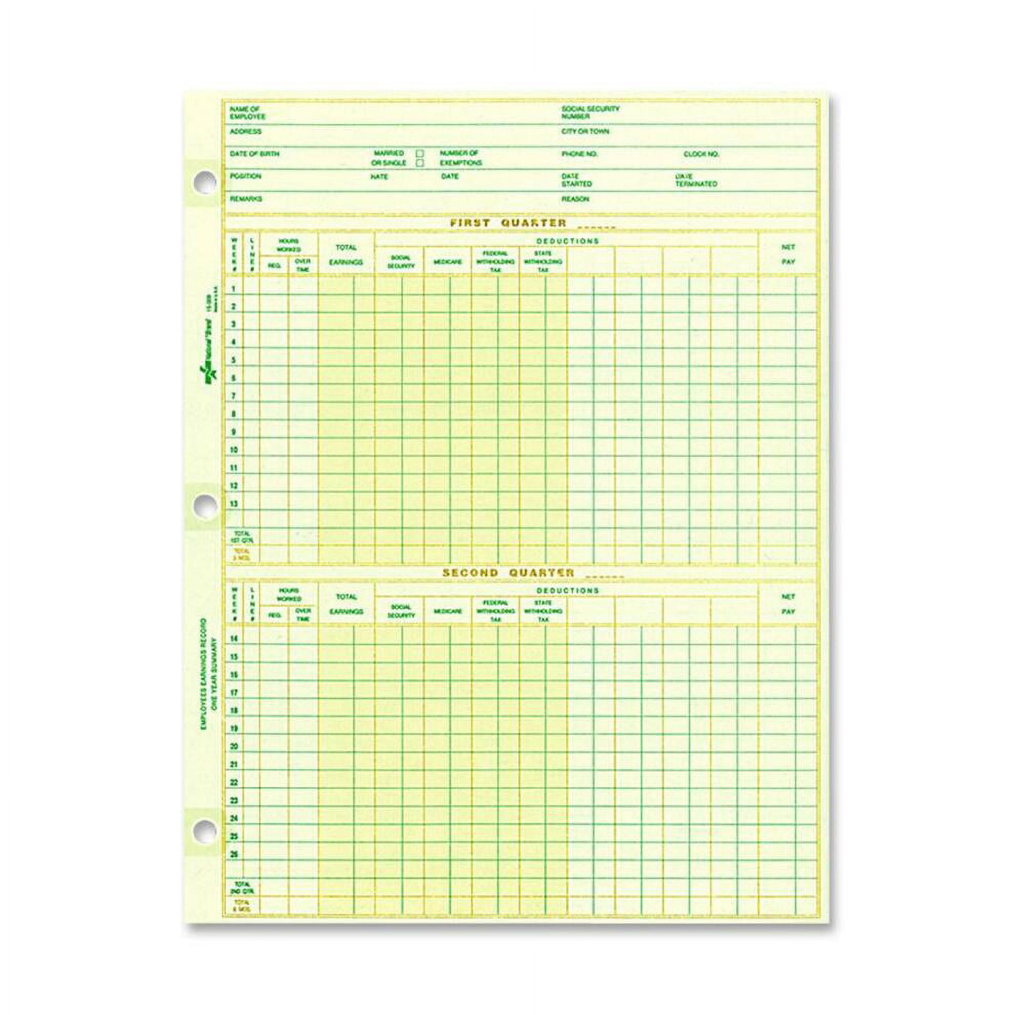 Rediform, RED15009, National Payroll Filler Sheets, 100 / Pack, White ...