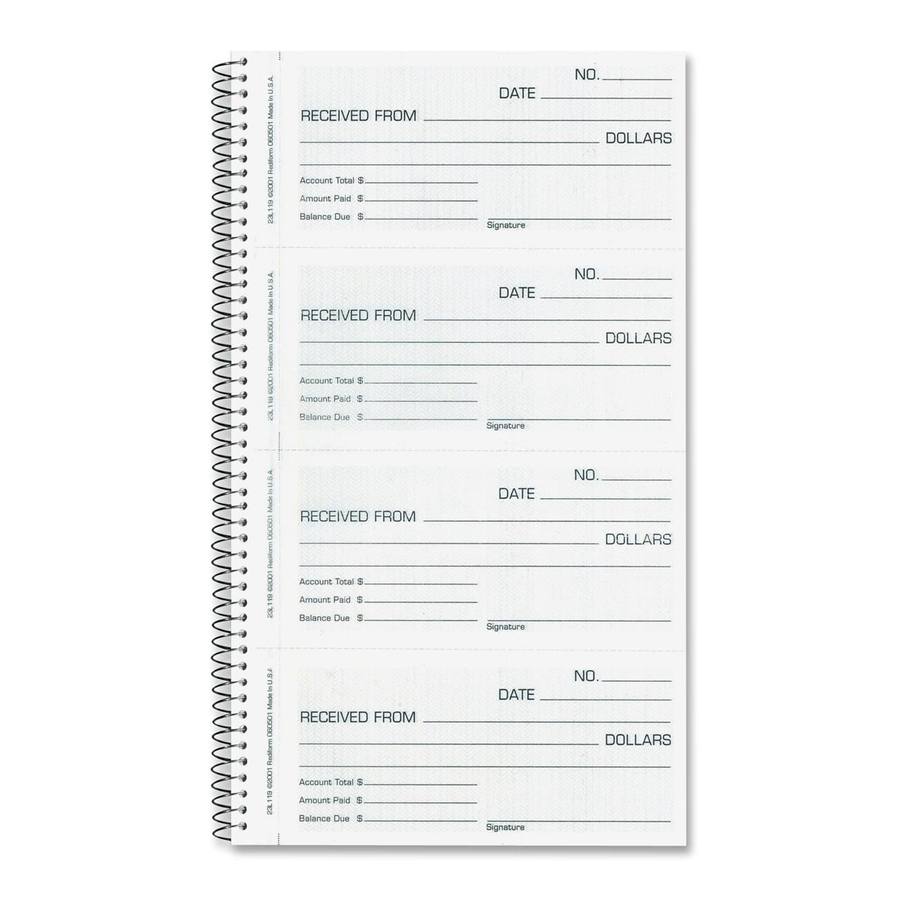 Rediform, RED23L119, 3-Part Rent Receipt Books, 1 Each, White - Walmart.com