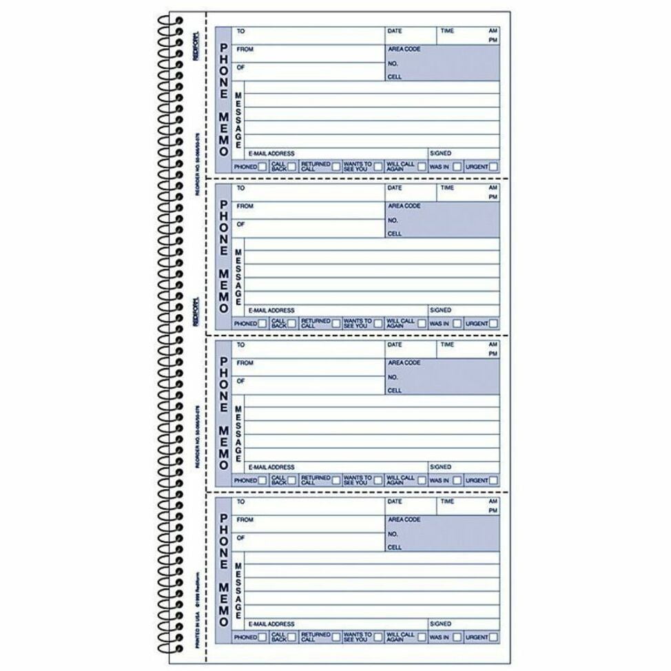 Rediform, RED50076, Memo Style Phone Message Book, 1 Each, White,Canary ...