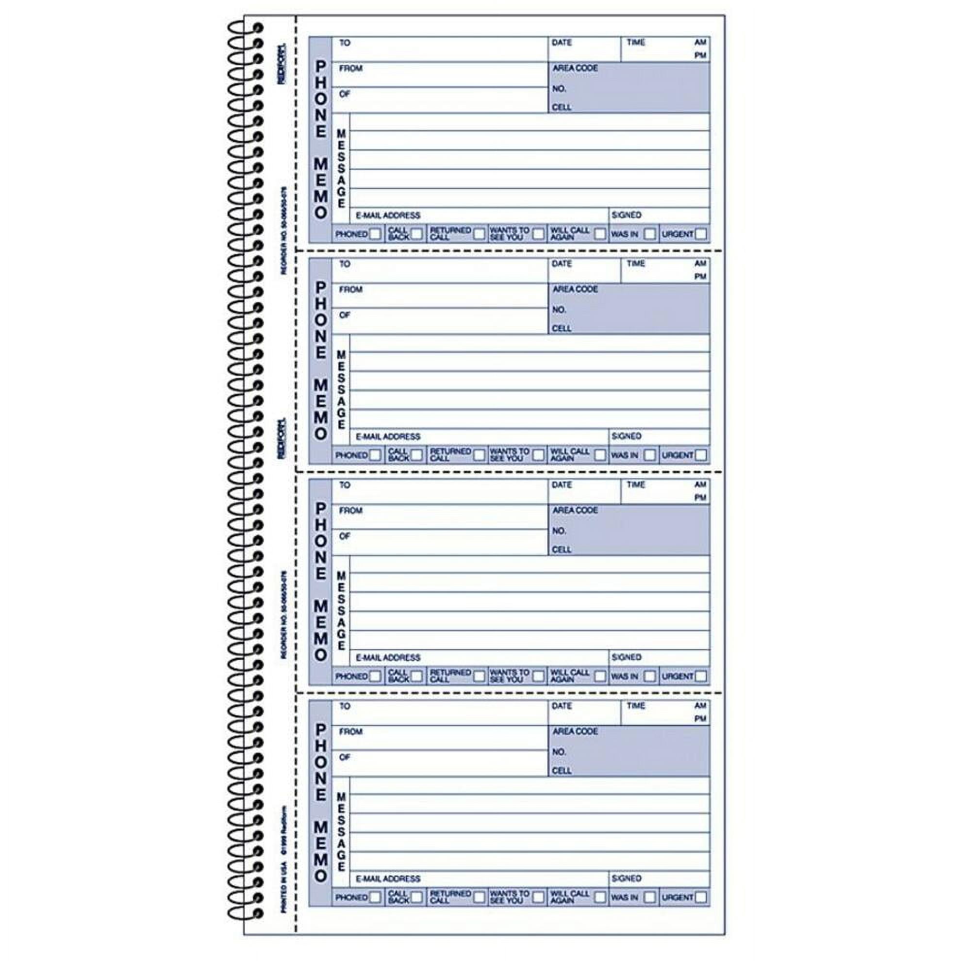 Rediform, RED50076, Memo Style Phone Message Book, 1 Each, White,Canary ...