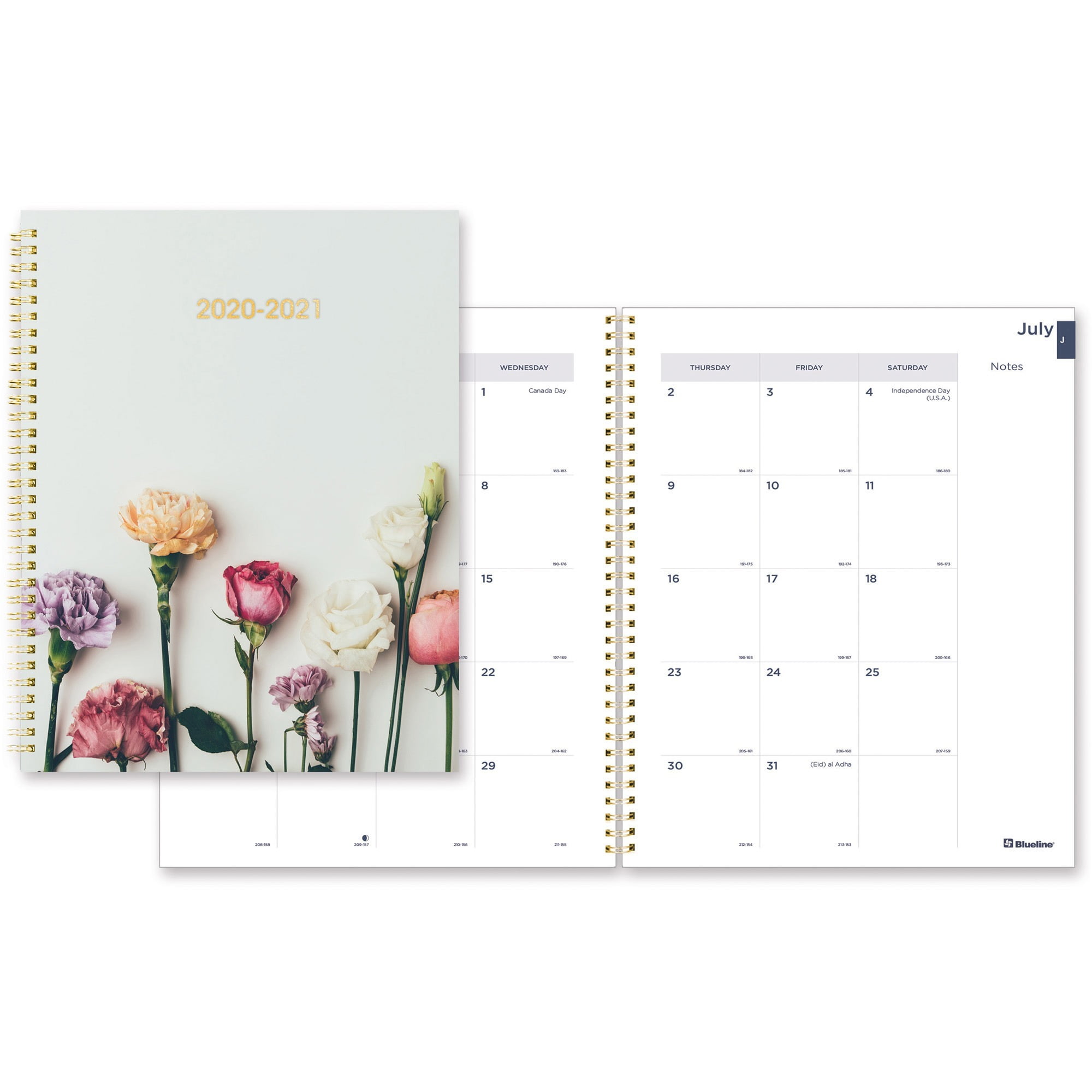 Rediform, REDCA714PM02, Academic Monthly Planner, 1 Each, Gold,Floral ...