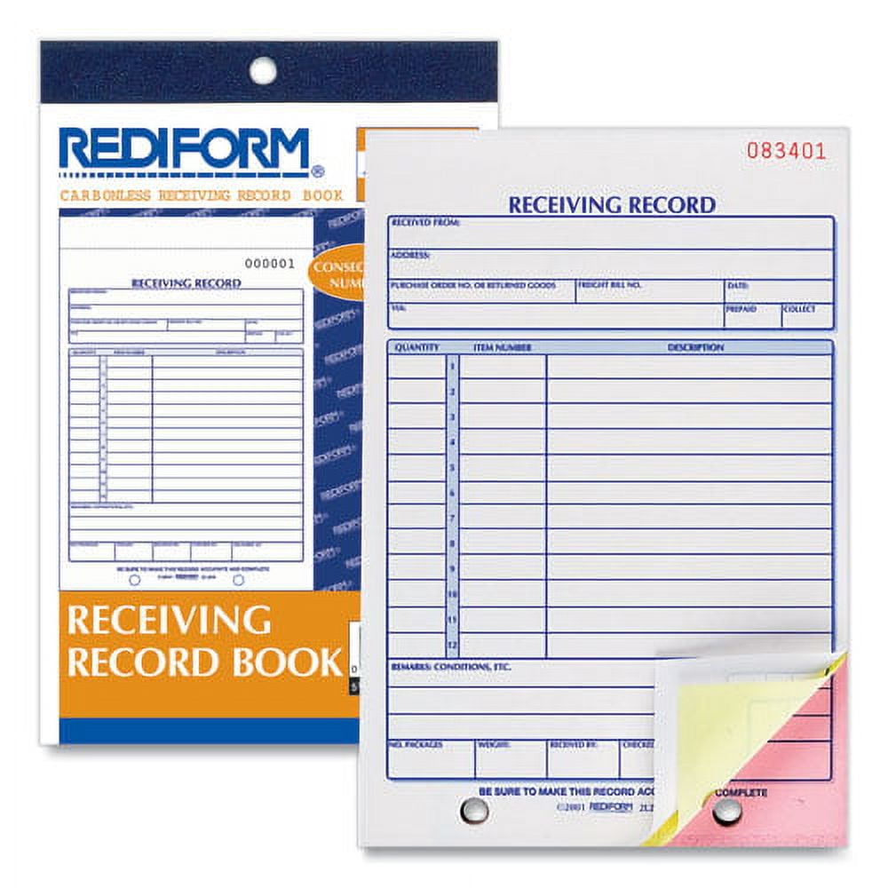 Rediform Receiving Record Book, Three-Part Carbonless, 5.56 X 7.94, 1 ...
