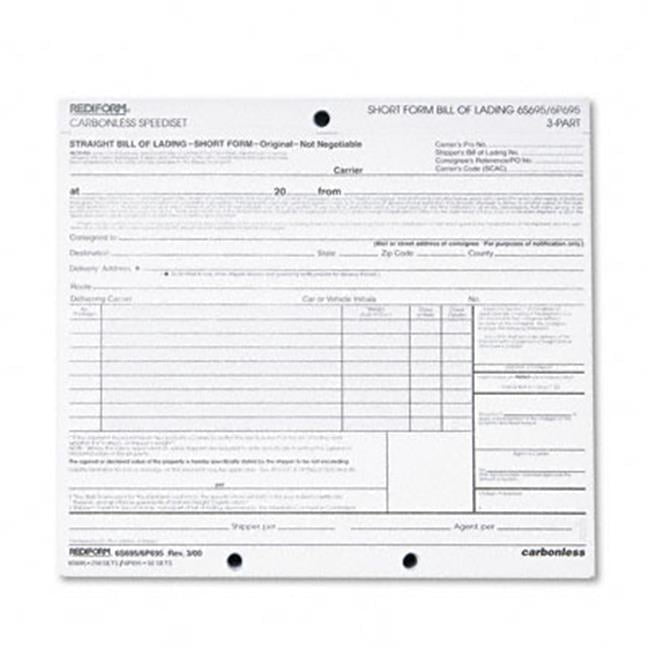 Rediform Shipping Bill of Lading 8-1/2 x 7 3-Part 50 Loose Form Sets ...