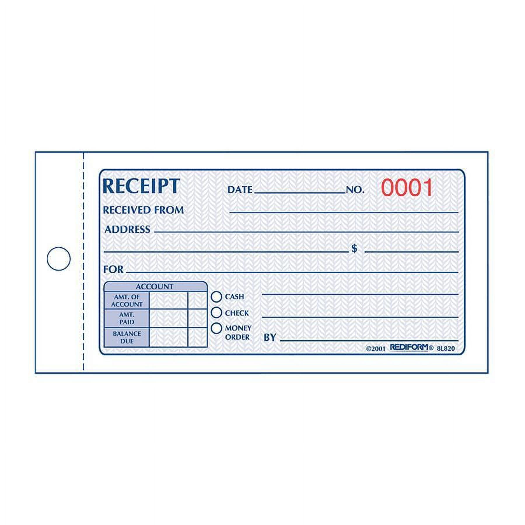 Rediform Small Money Receipt Book 5 x 2 3/4 Carbonless Duplicate 50 ...