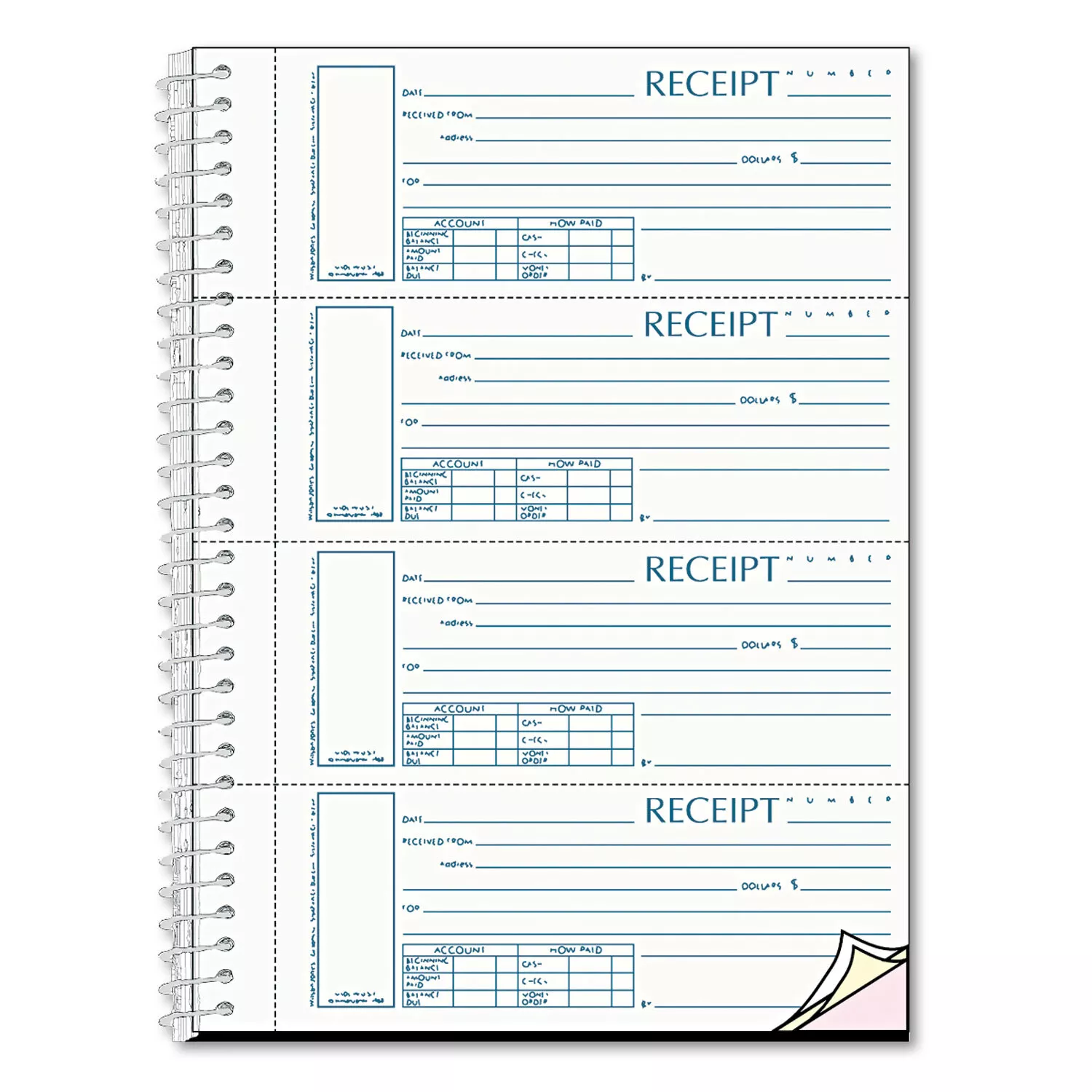 Rediform Spiralbound Unnumbered Money Receipt Book 2 3/4 x 7 Three-Part ...