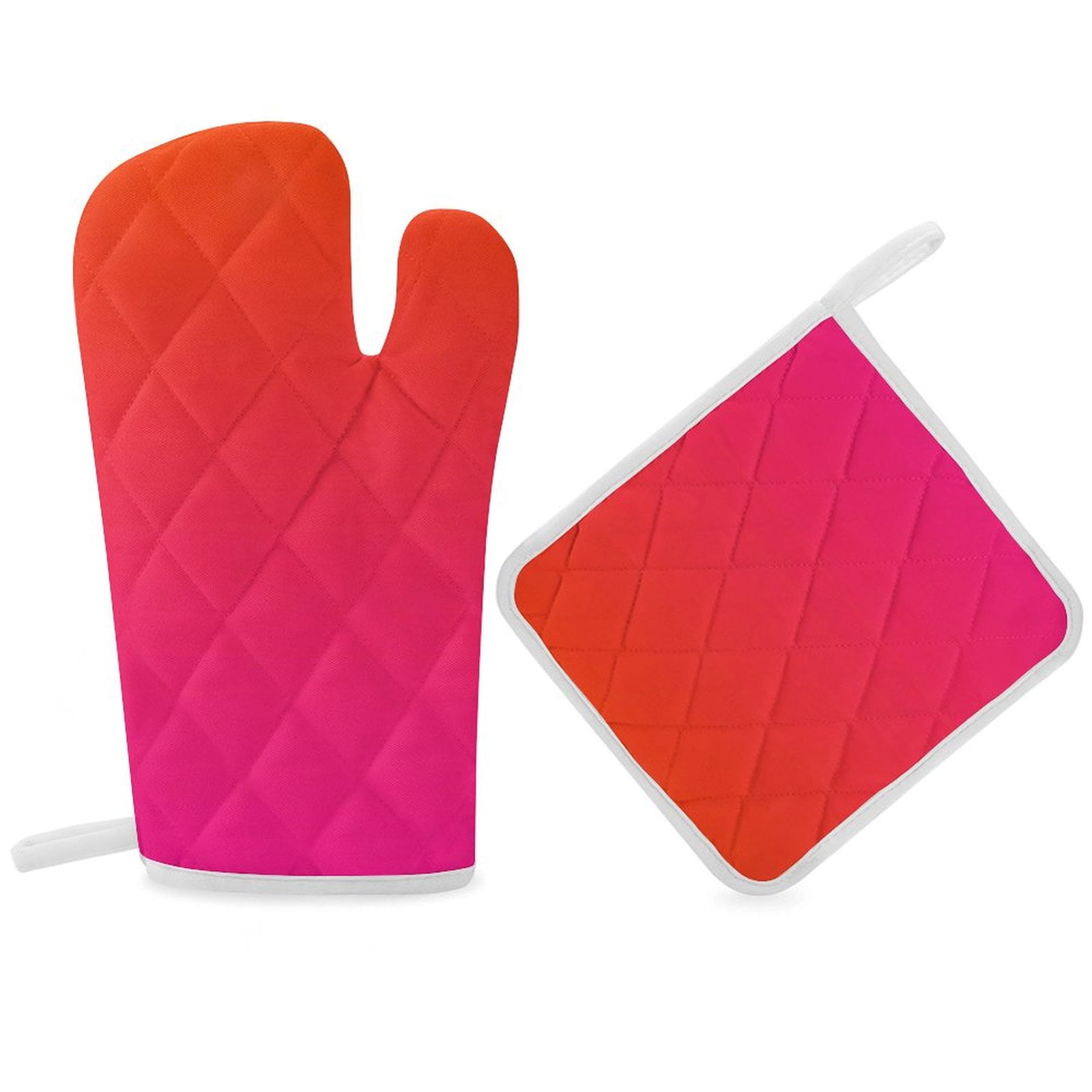 Redish Pink Gradient Oven Gloves And Pots Stand Set Oven Gloves And Pot ...