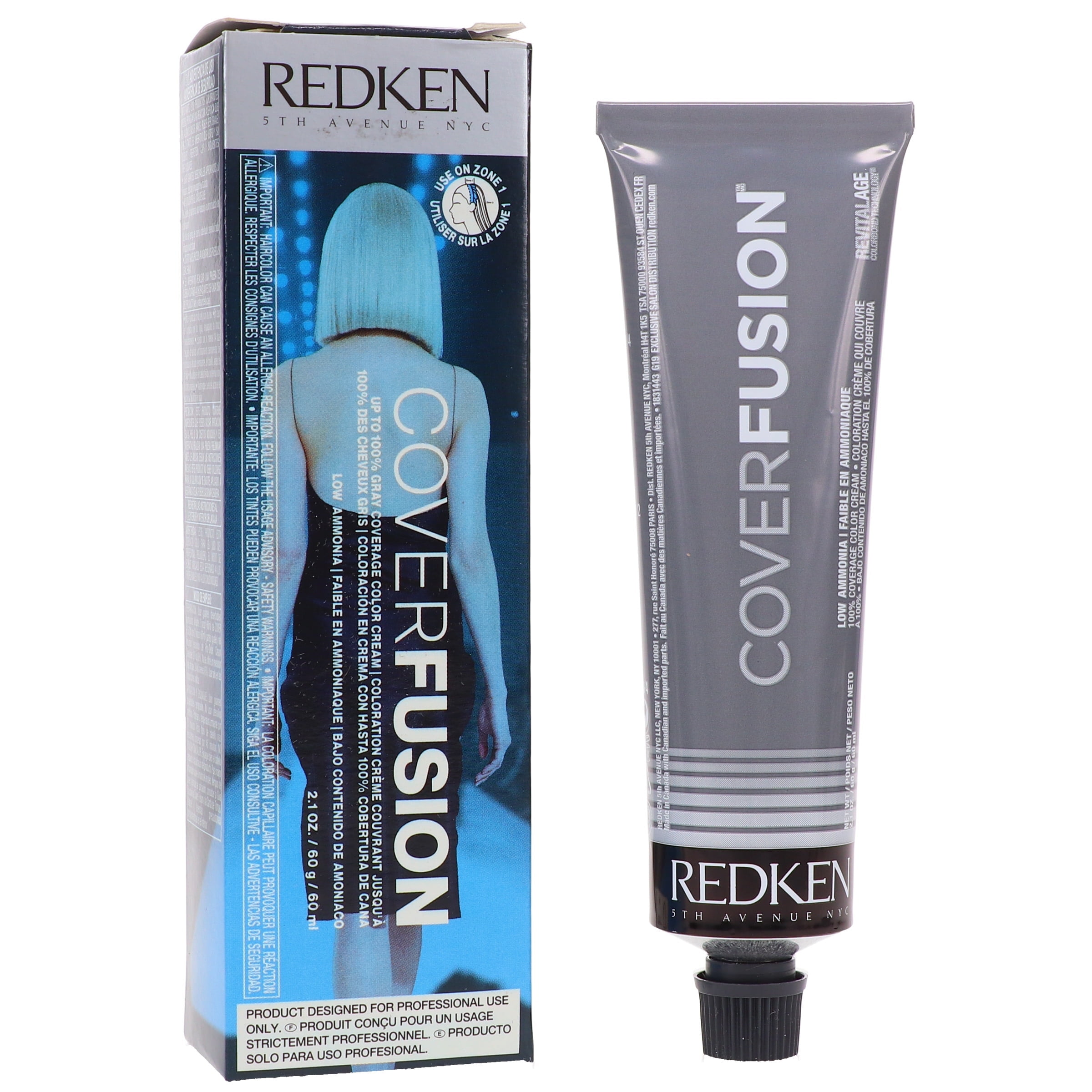 Redken Cover Fusion 7NG Permanent Hair Color, 2.1 oz, 100% Grey ...