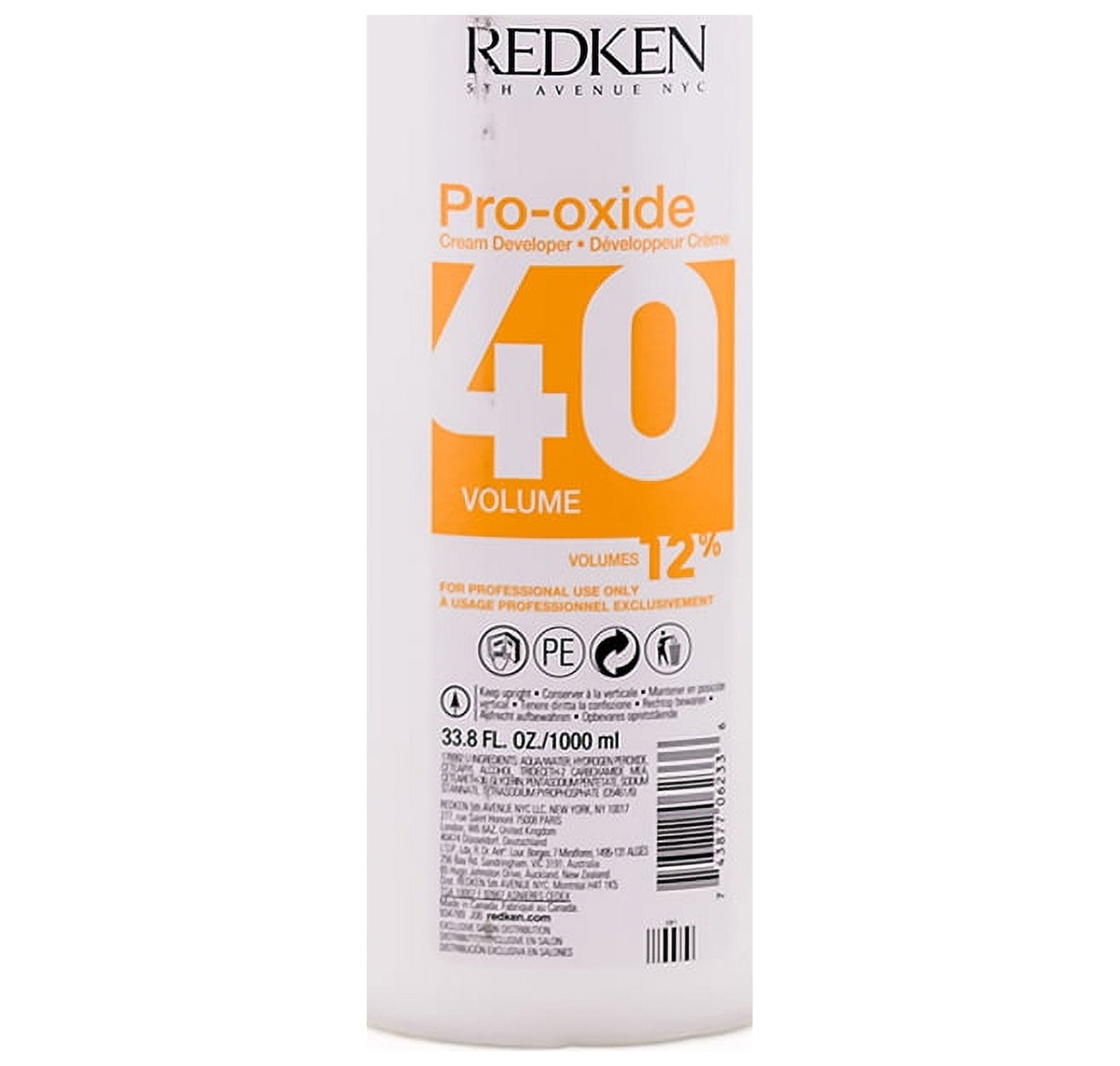 Redken Pro-Oxide Cream Developer, 40 Volume 12%, Hair Color Lightener ...