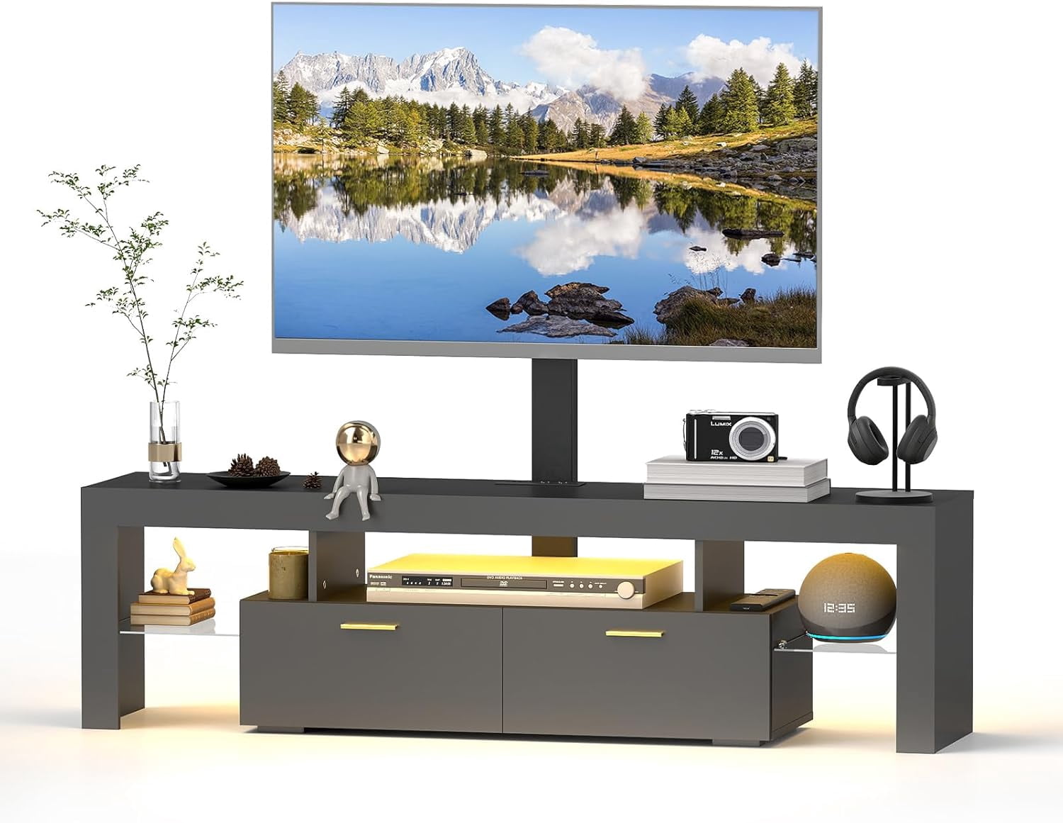 Redkey Modern TV Stand with Mount - TV Console with 2AC Outlets ...