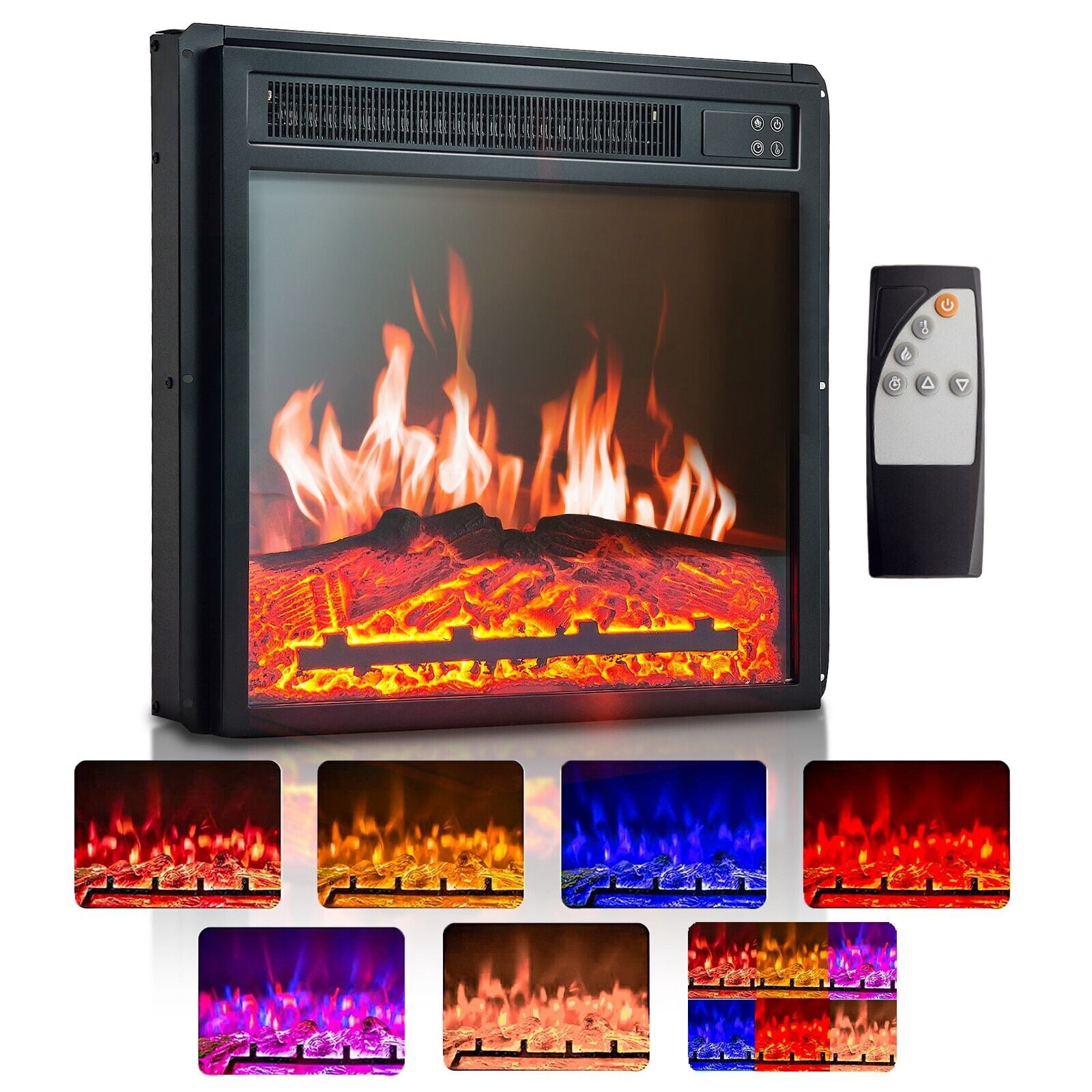 Redlife 18" Embedded Electric Fireplace Insert Heater w/ 7 Flame Colors ...