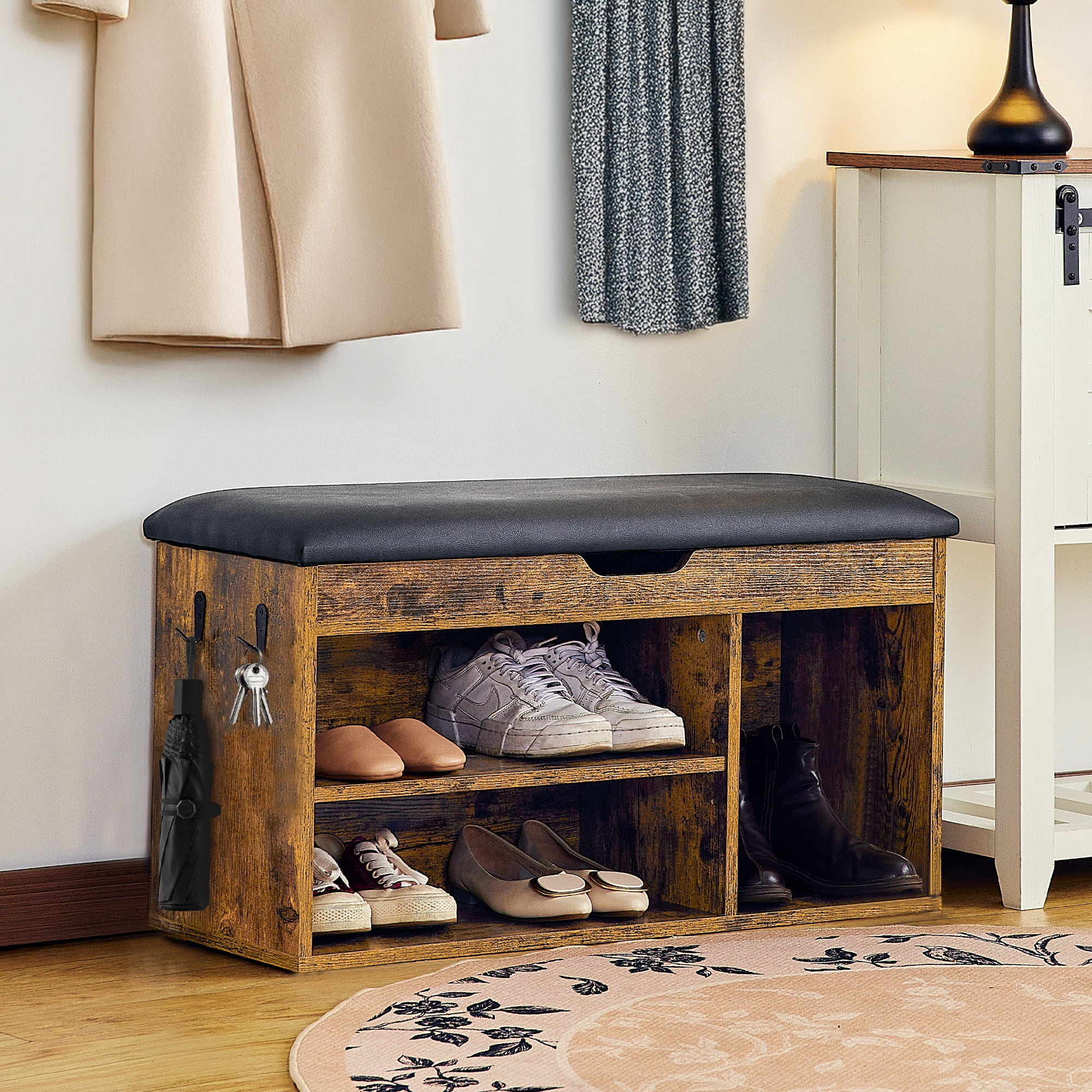 Redlife 32.29'' Shoe Bench with Cushion, Lift Top Shoe Storage Bench ...