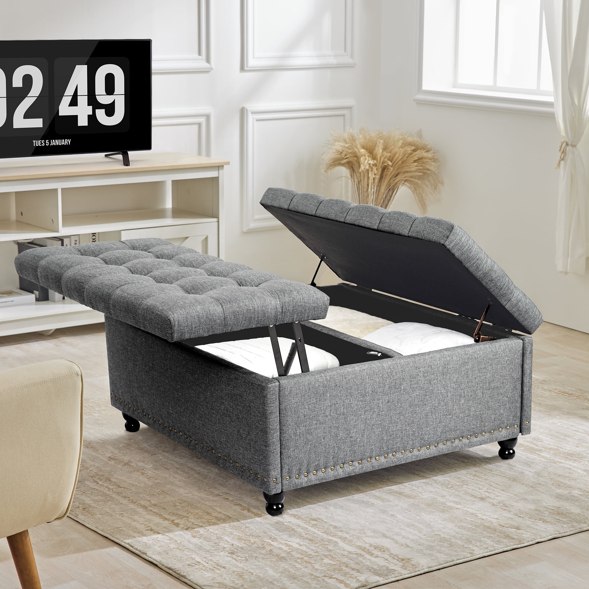 Redlife 35 inch Large Storage Ottoman Coffee Table with Padded Top Lift ...