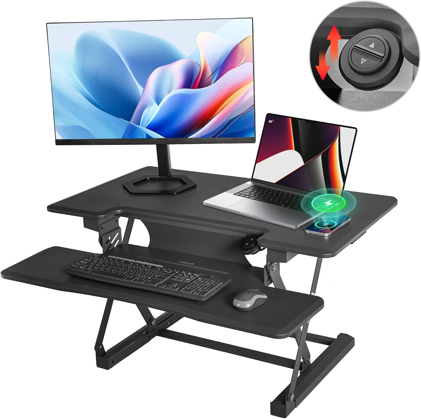 Redlife 46 inch Electric Standing Desk Converter, Height Adjustable Sit ...