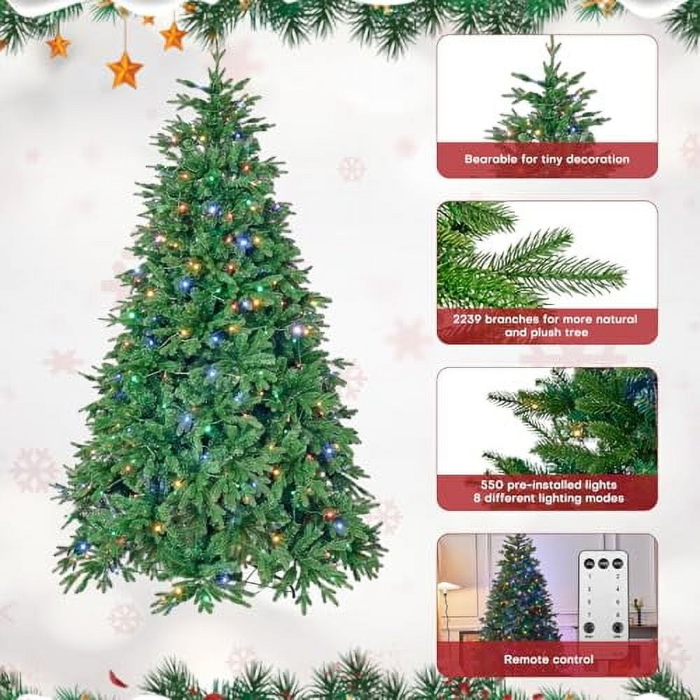 Redlife 7.5ft Pre-Lit Spruce Artificial Holiday Christmas Tree for Home ...