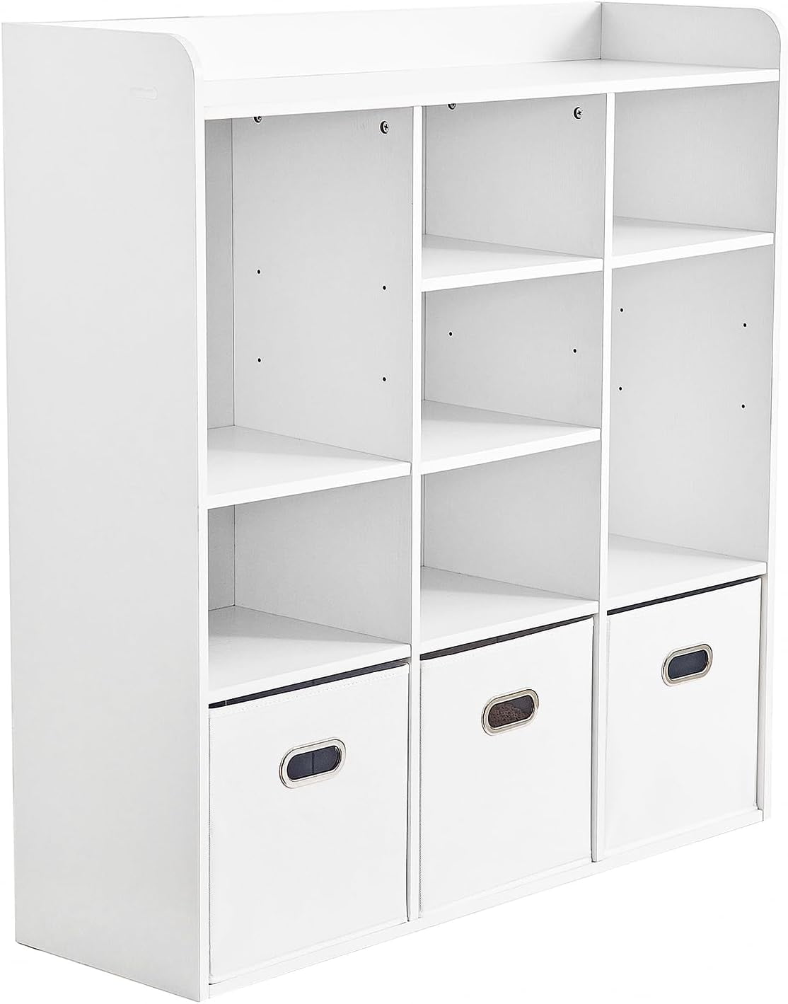 Redlife 7 Cube Bookshelf, White Cube Organizer with 3 Storage Bins ...