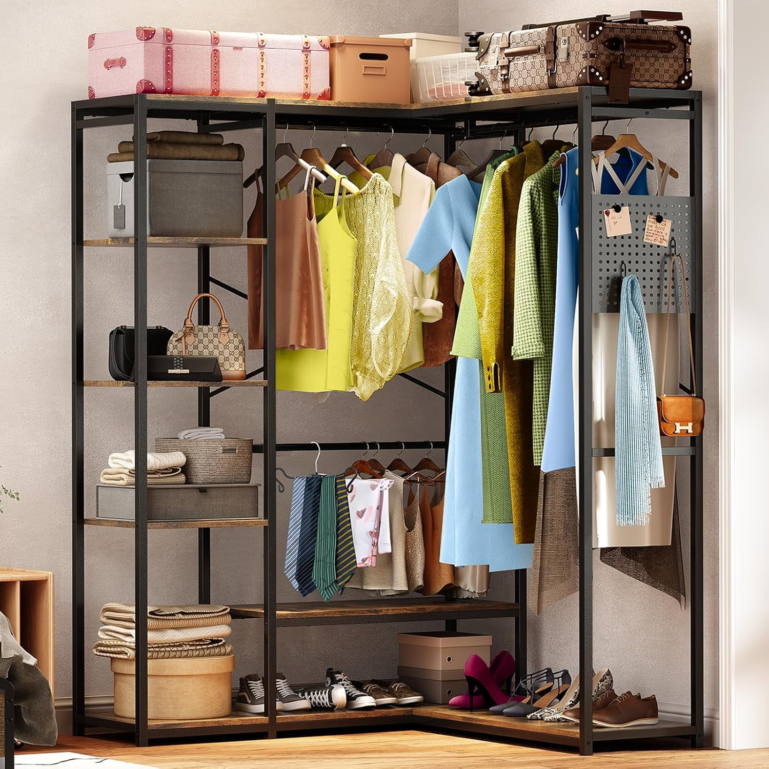 Redlife Corner Clothes Rack, 79 Inch Heavy Duty Garment Rack, Large ...