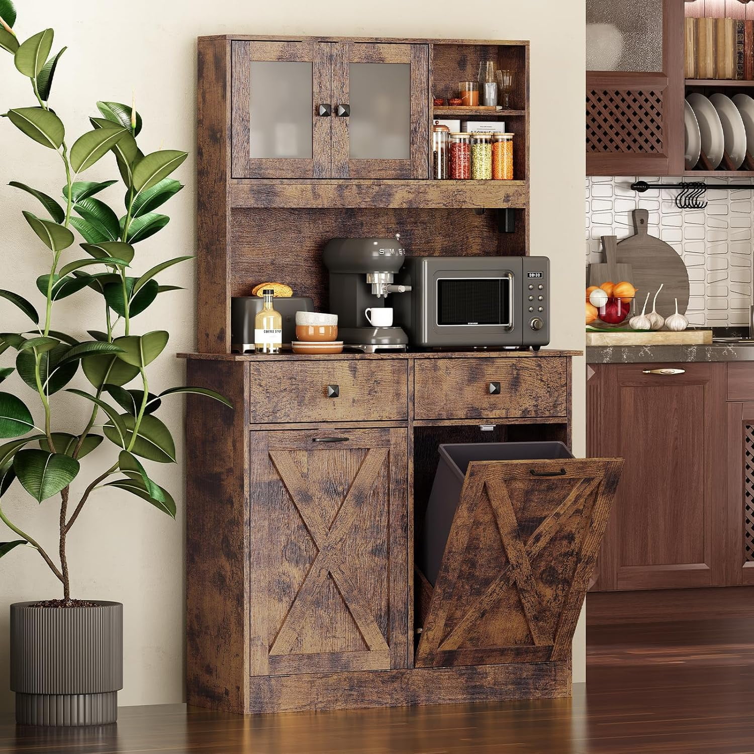 Redlife Double Tilt Out Trash Cabinet with Storage, Dual Tilt Out ...