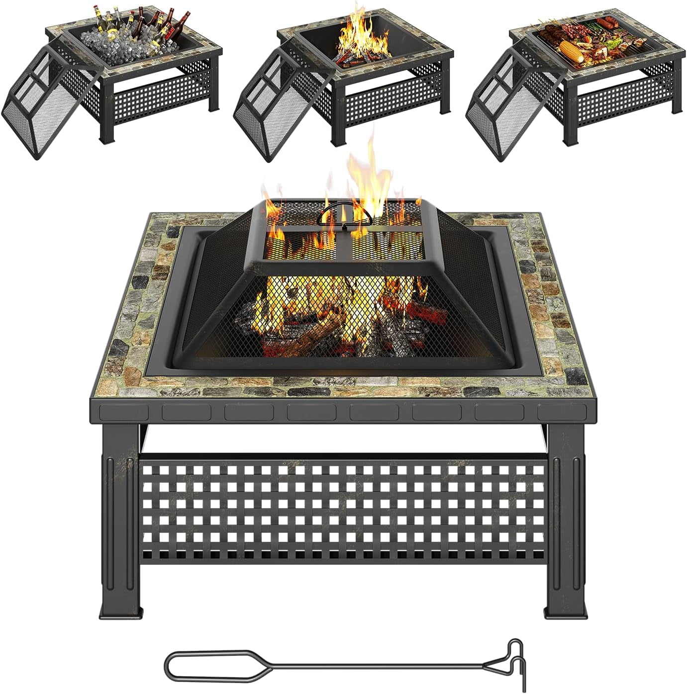 Redlife Firepits for Outside, 3-in-1 Multipurpose Firepits for Outside ...