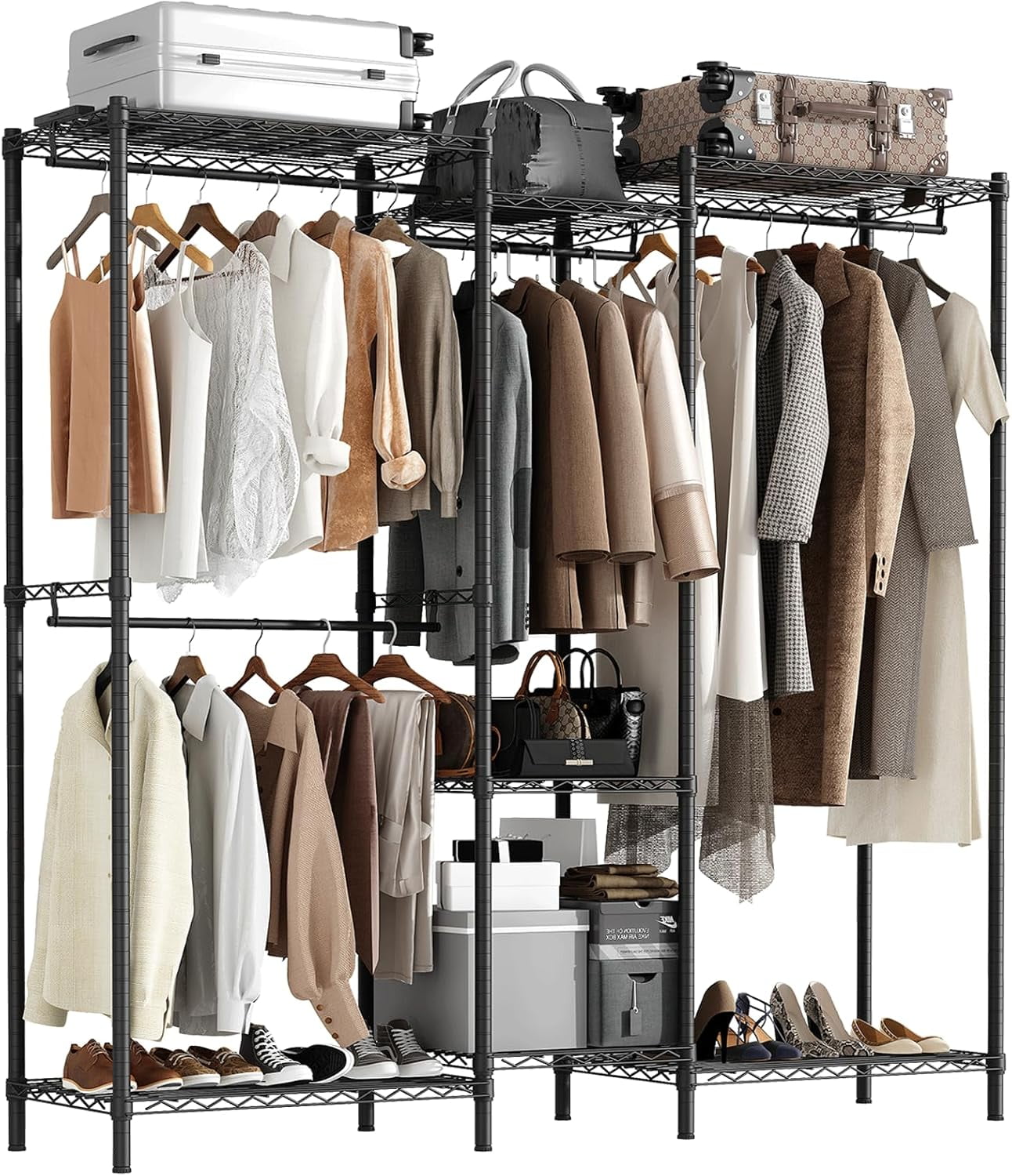 Redlife Garment Rack, 77 Inch Clothes Rack for Corner, Portable Closet ...