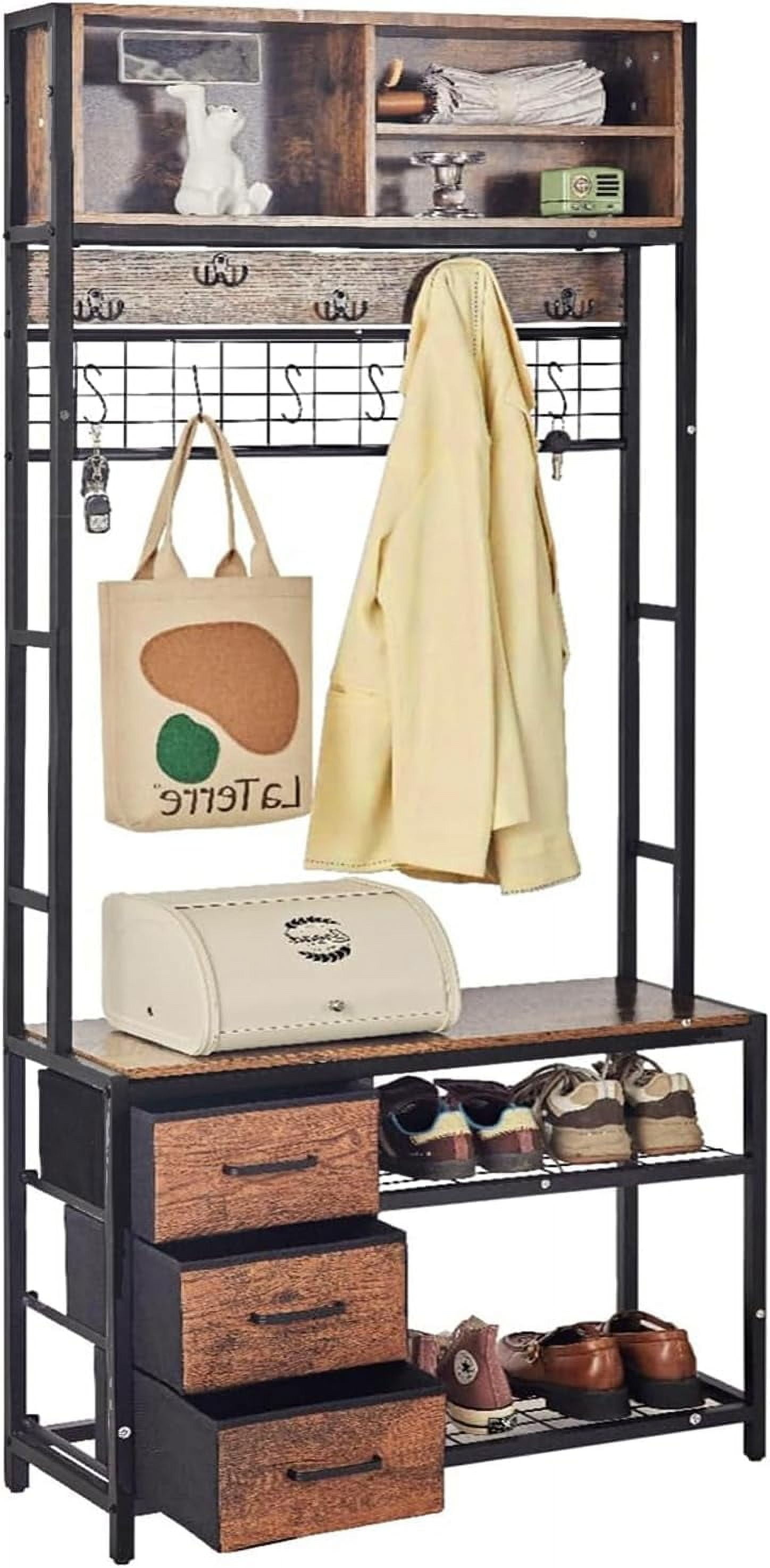Redlife Hall Tree with Bench and Shoe Storage, 71" Coat Rack ...