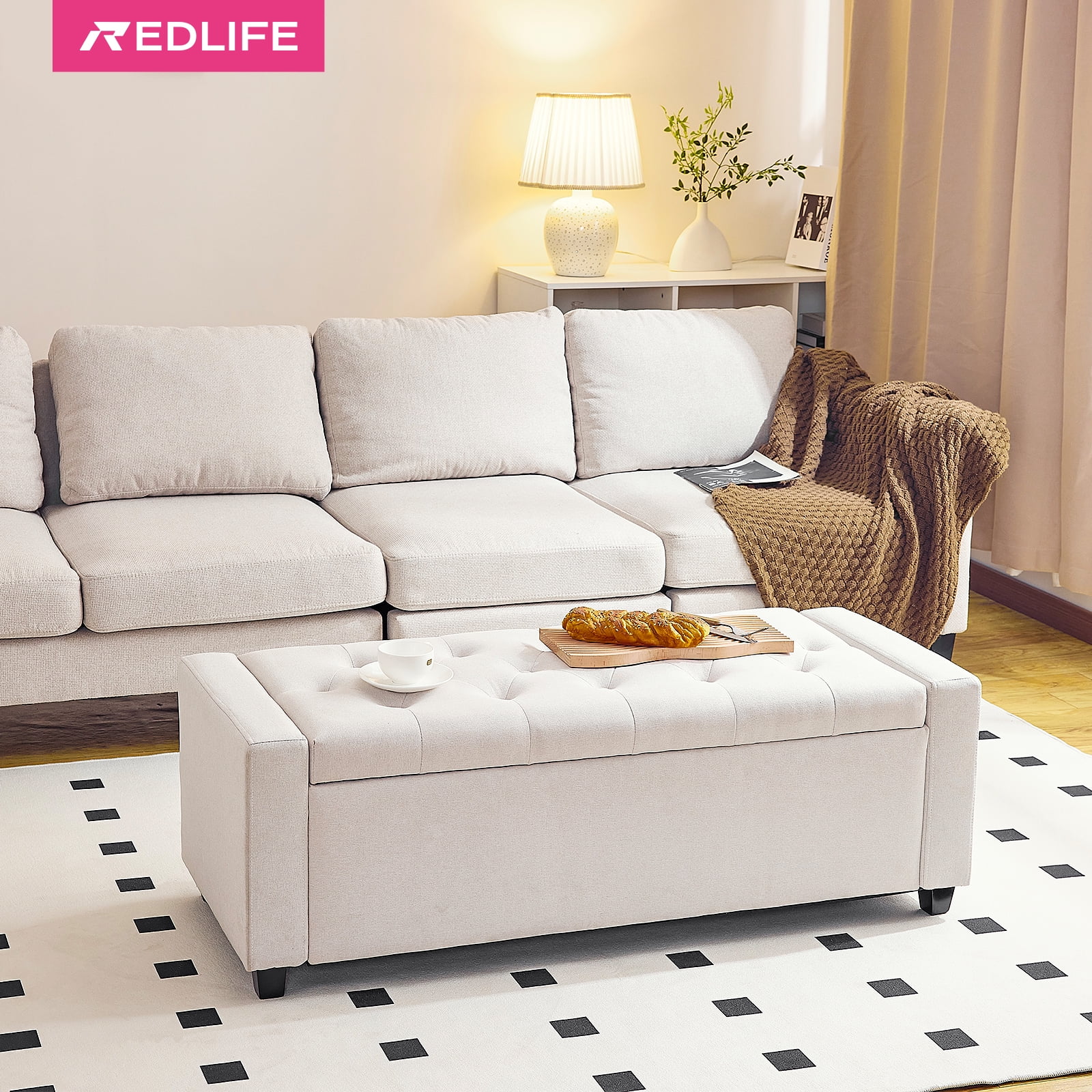 Redlife Large Ottoman with Storage, Storage Ottoman Bench Foot Rest ...