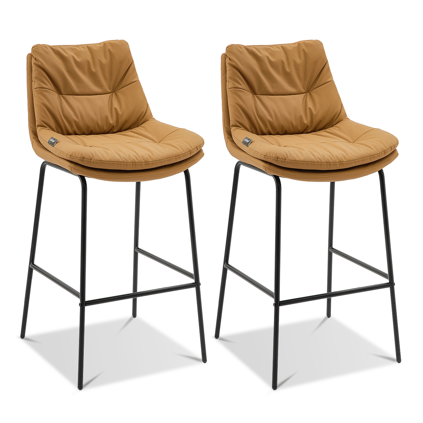 Redlife Modern Bar Stools Set of 2, 27 inch Double-Layer Upholstered ...
