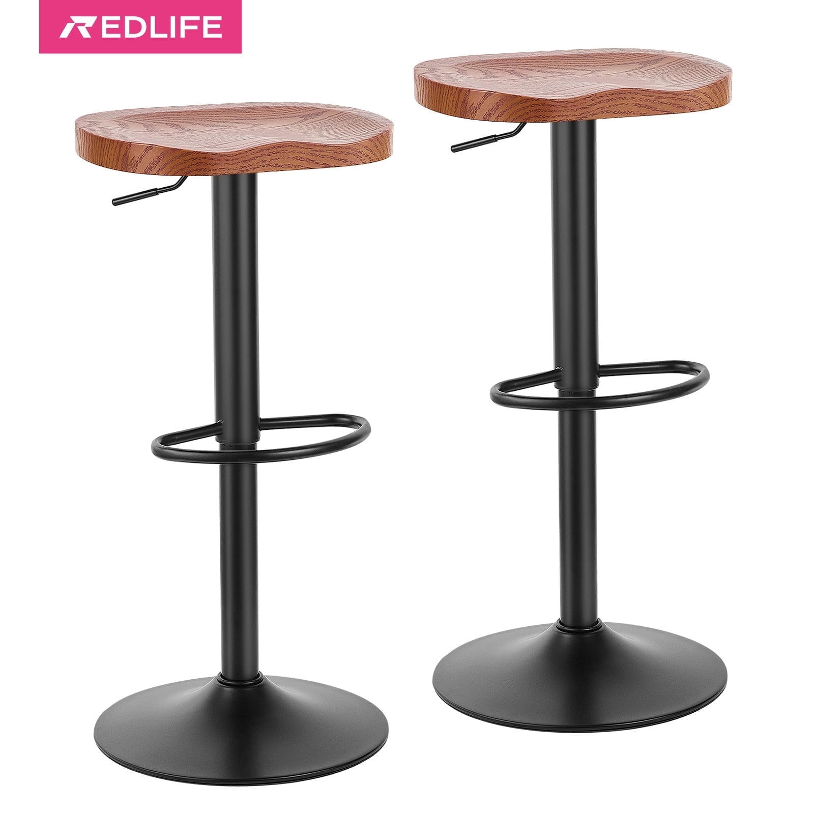 Redlife Modern Bar Stools Set of 2, Swivel Adjustable Height Bar Stool ...