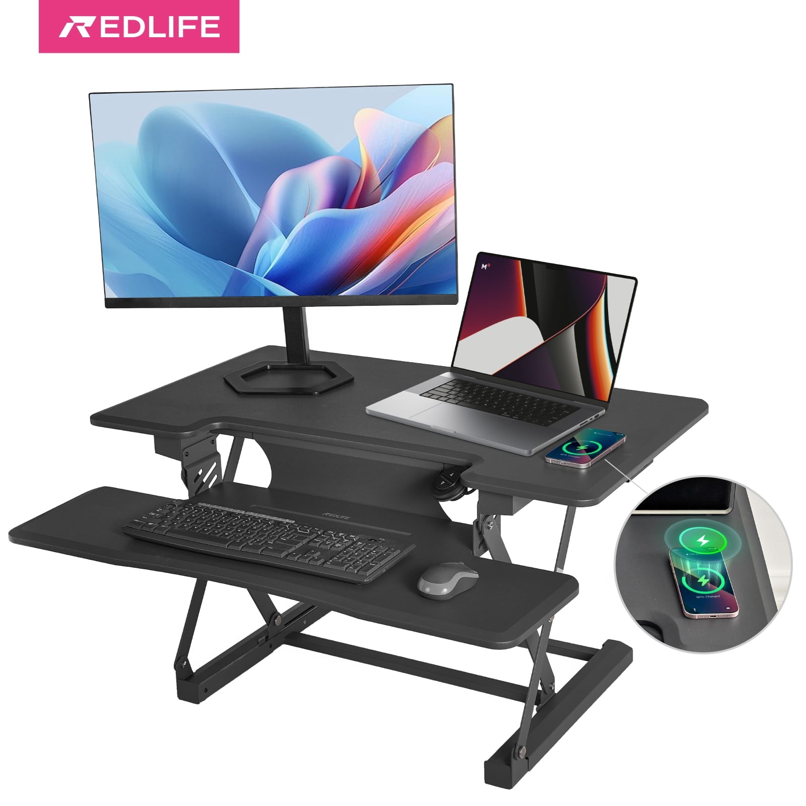 Redlife Standing Desk Converter 36" Height Adjustable Sit to Stand ...