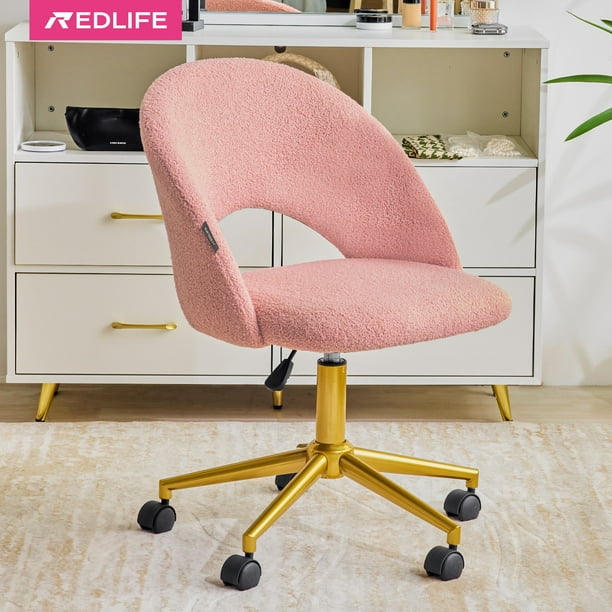 Redlife Vanity Chair with Back Cute Desk Chair Fluffy Desk Chair Wwivel Dhair Vanity Chair with Wheels for Vanity Desk for Bedroom Makeup Room