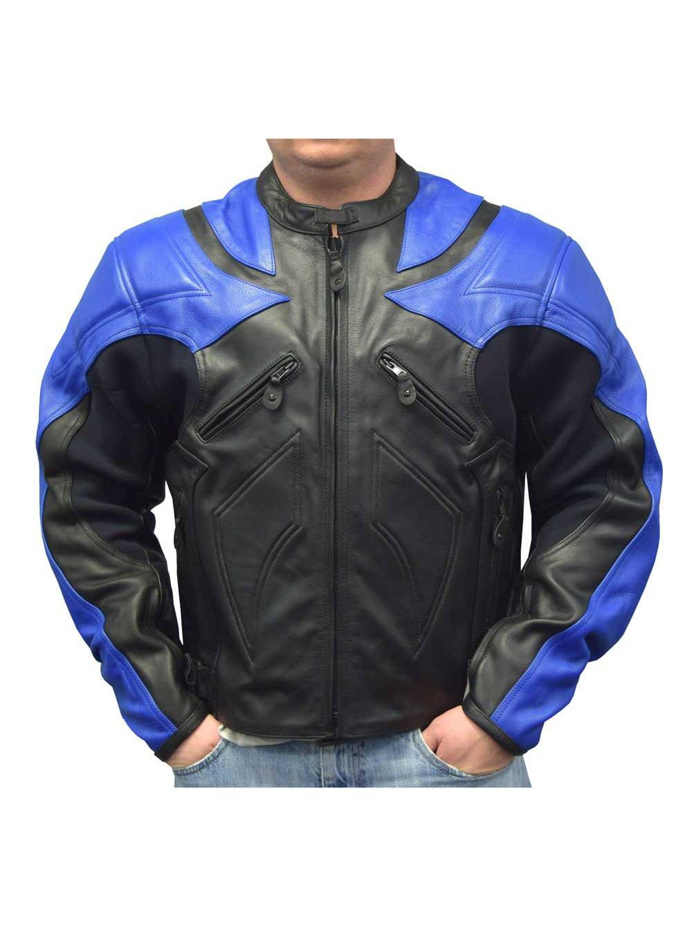 Redline Men's Racing Body Armor Jacket, Buffalo Leather M-YBR (Blue, L ...