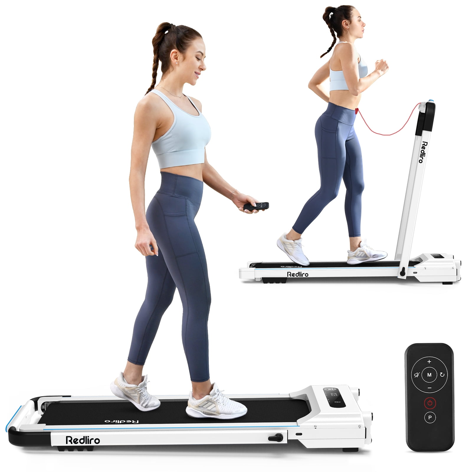 Redliro Compact Folding Treadmills 2 in 1 Walking Running Machine for ...