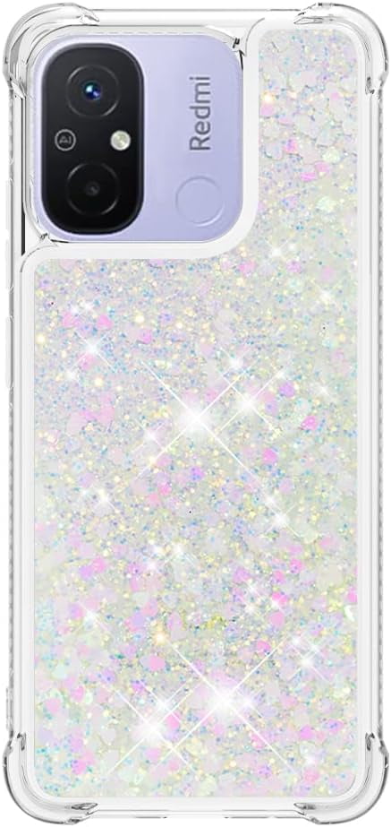 for Redmi 13C Case Glitter Clear Bling Flowing Liquid Sparkle Bumper ...