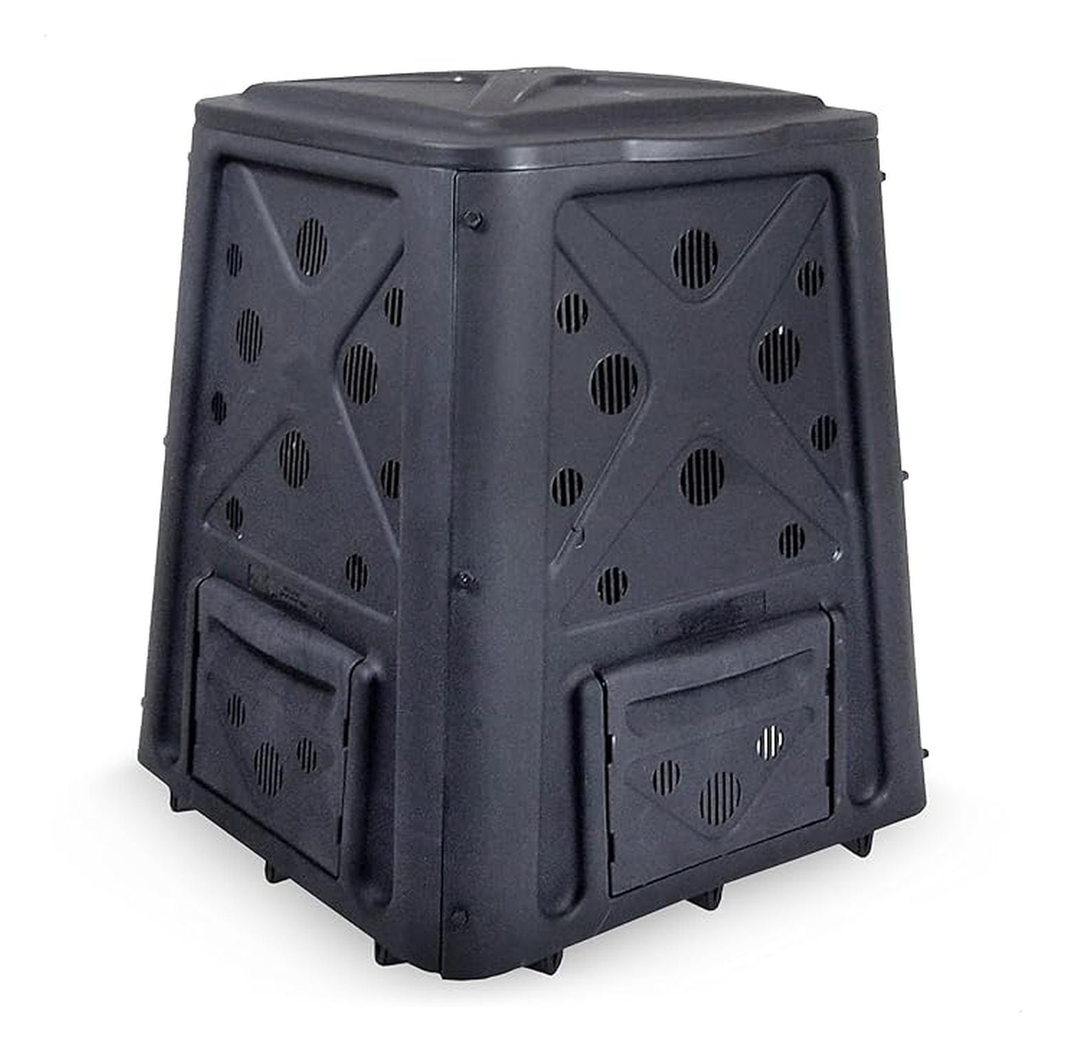 Redmon 65 Gallon Outdoor Compost Bin - Black, Lift-Off Lid, 4-Door ...