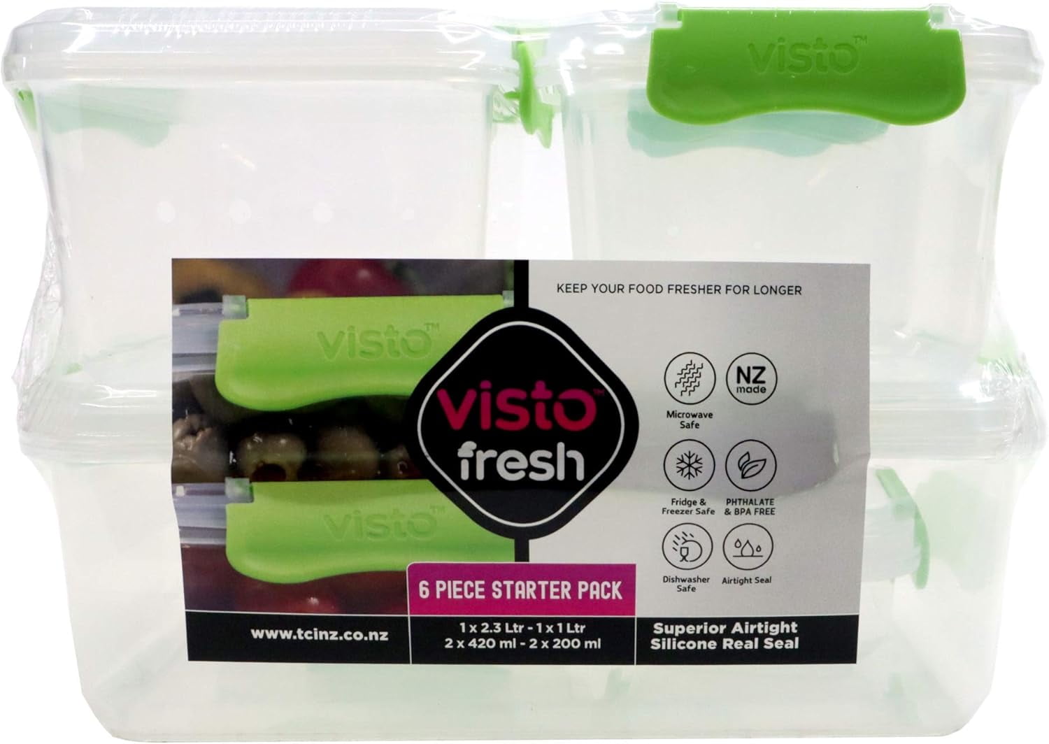 Redmon Since 1883 VISTO? FRESH Variety Pack Latch Lid Set of 6 Food ...