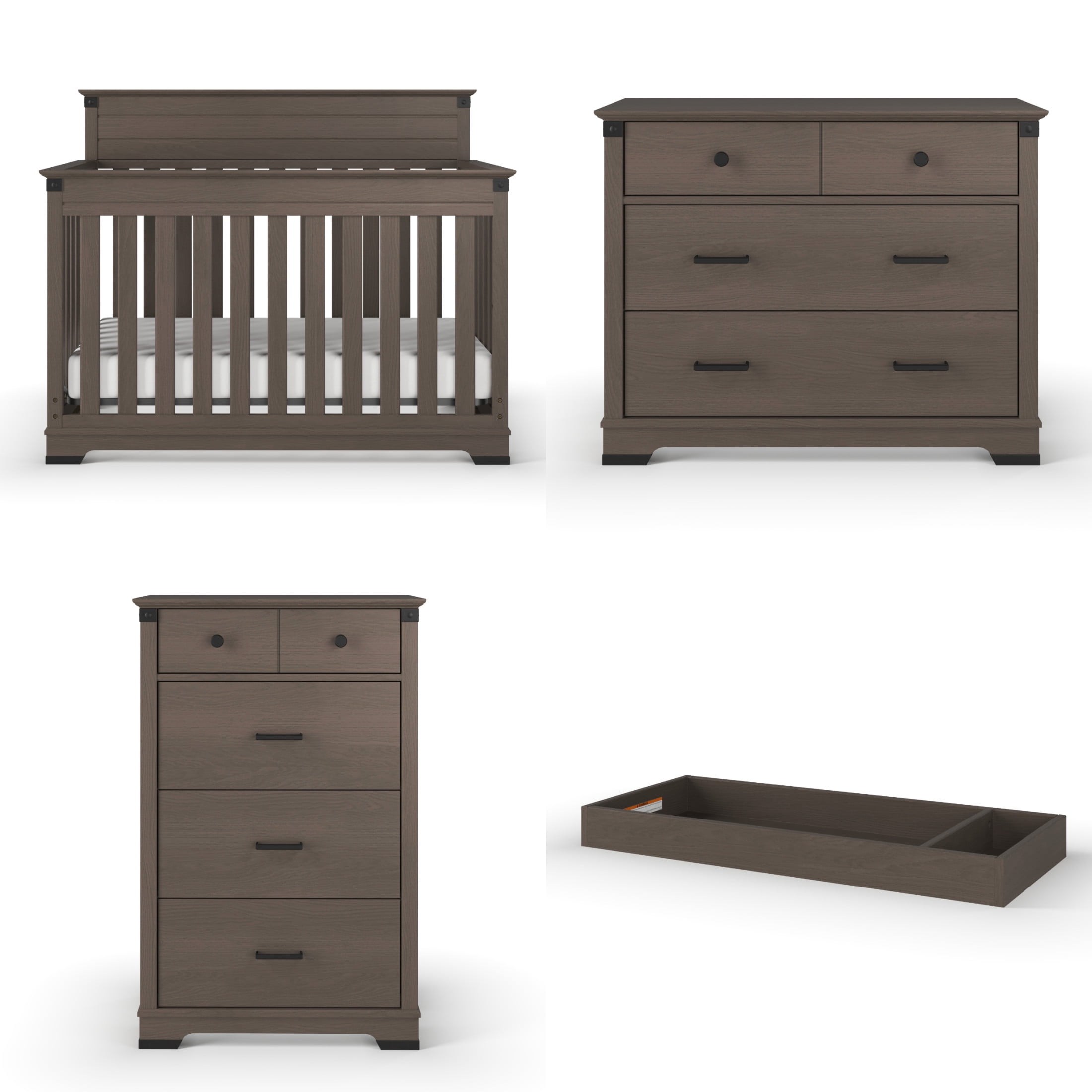 Child Craft Redmond Crib, Dresser, Topper & Chest Nursery Set, 4-in-1 ...