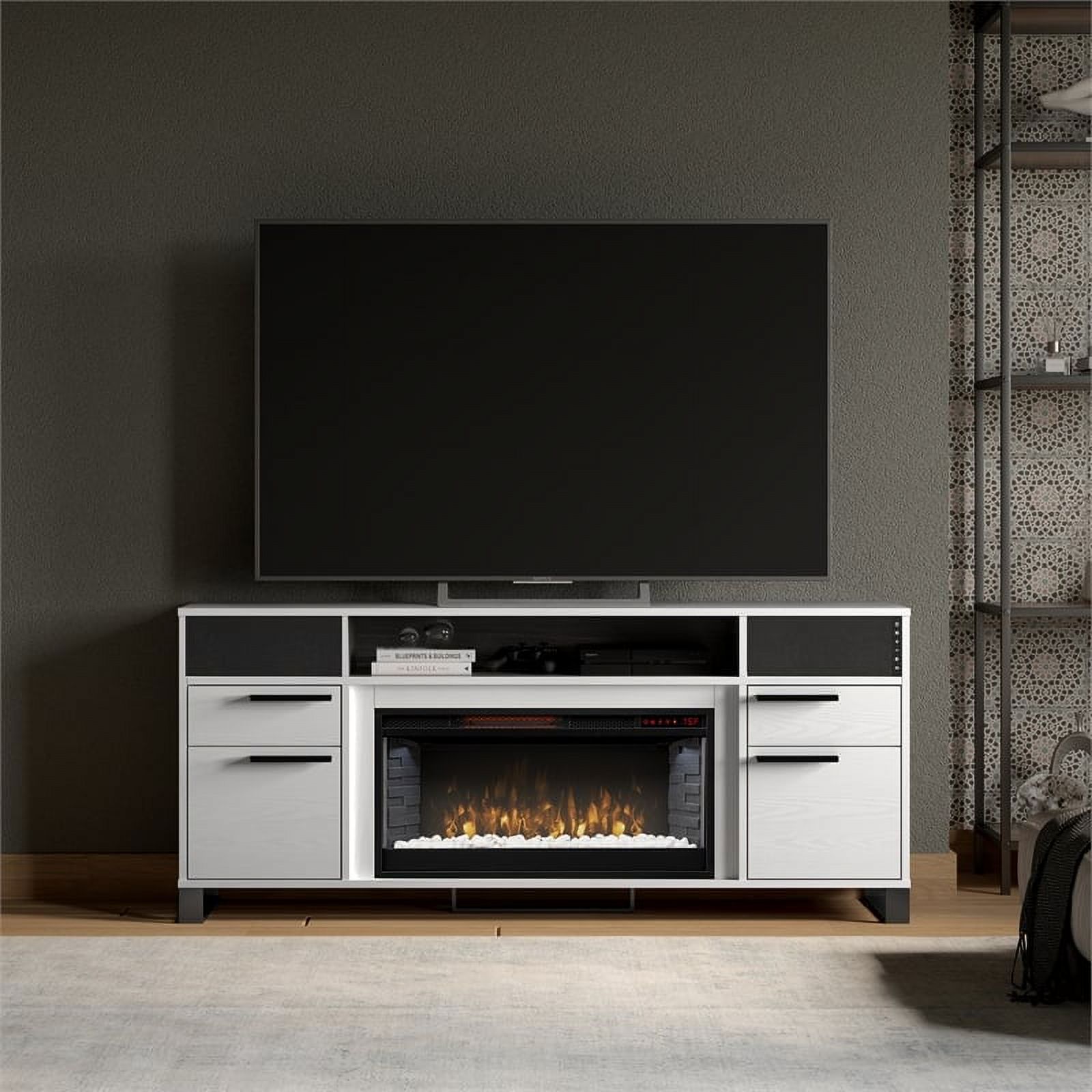 Redmond Indoor Electric Fireplace 60" with Bluetooth Speaker, Wooden ...