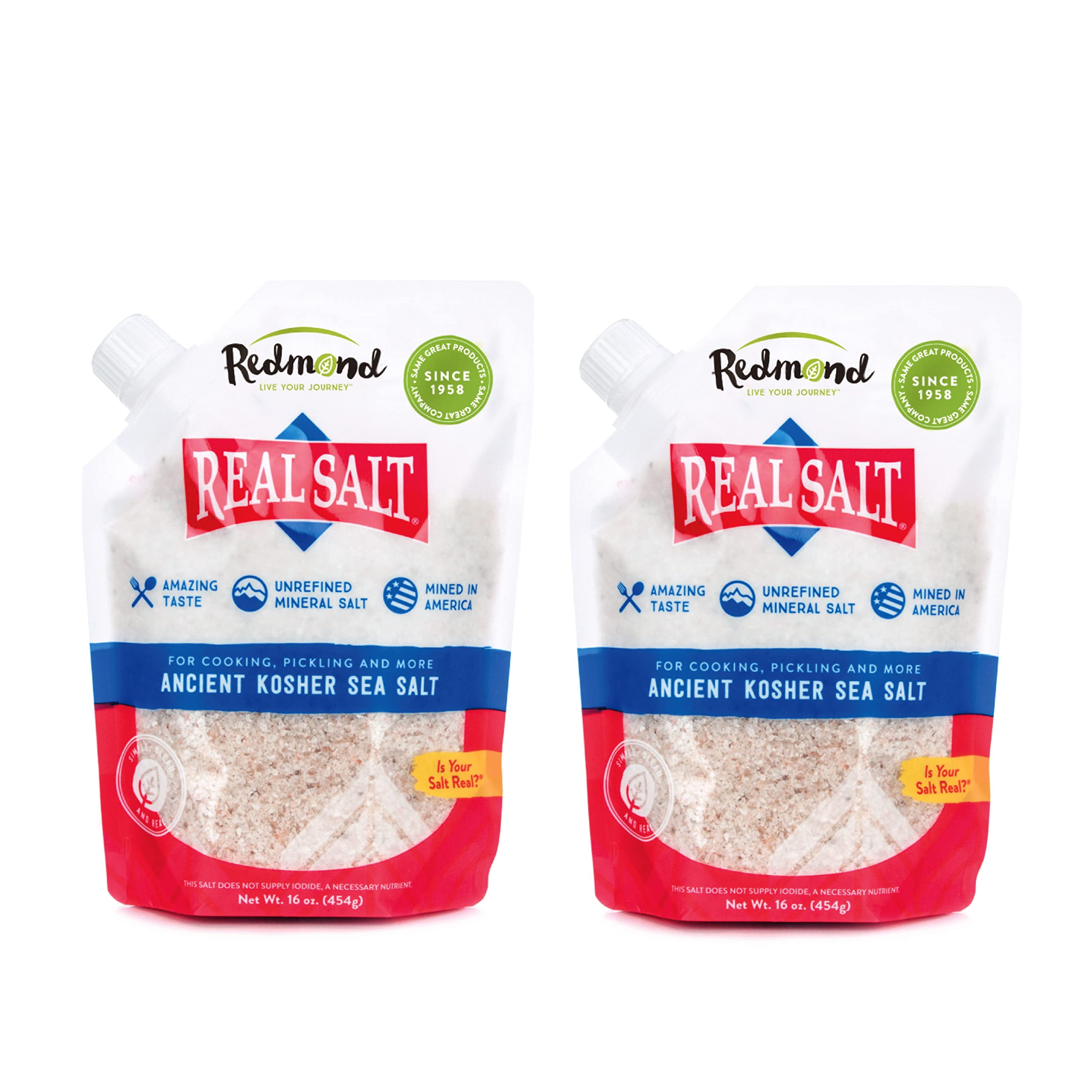 Redmond Real Sea Salt BCF26 - Natural Unrefined Gluten Free Kosher, 16 ...