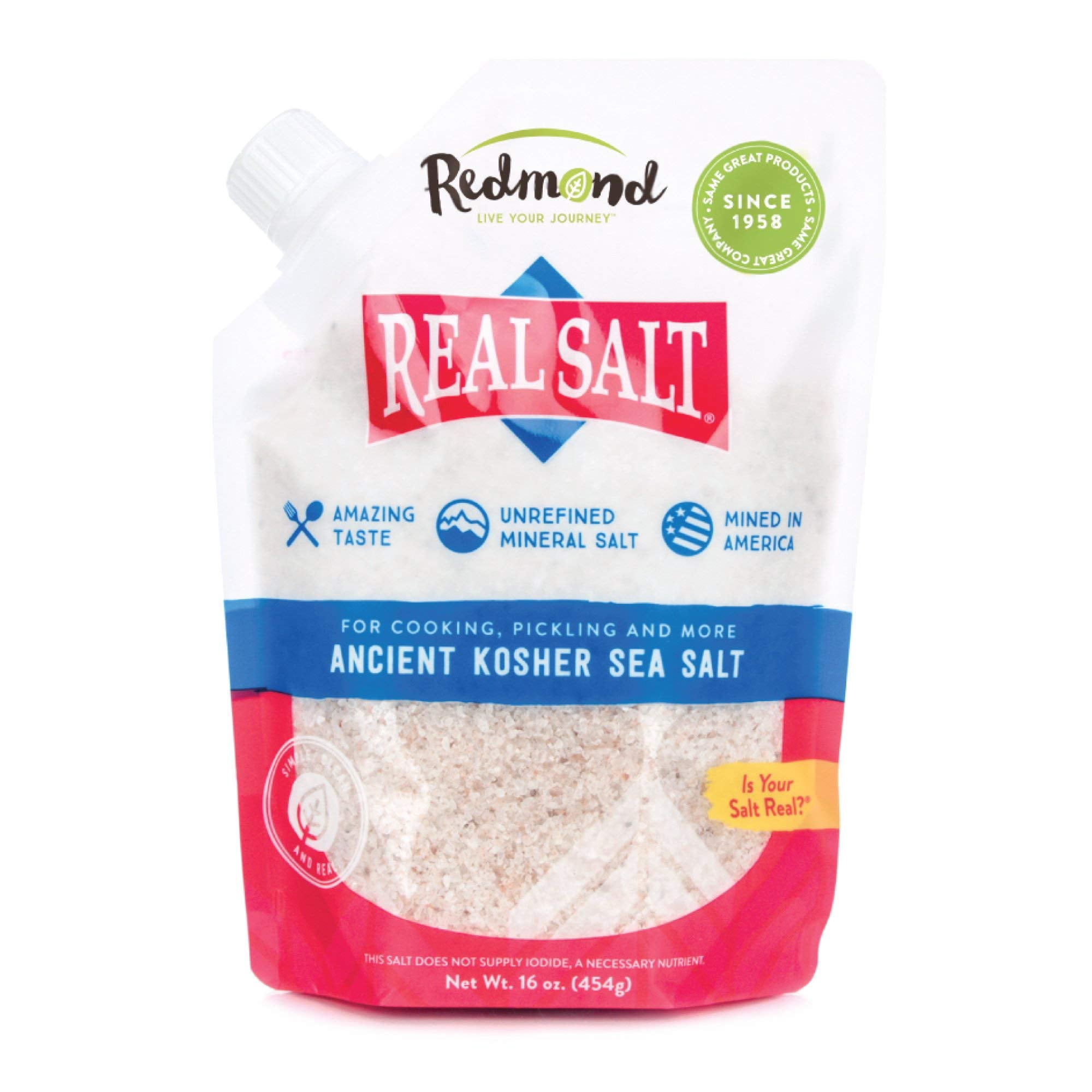 Redmond Real Sea Salt - Natural BSL1 Unrefined Gluten Free Kosher, 16 ...