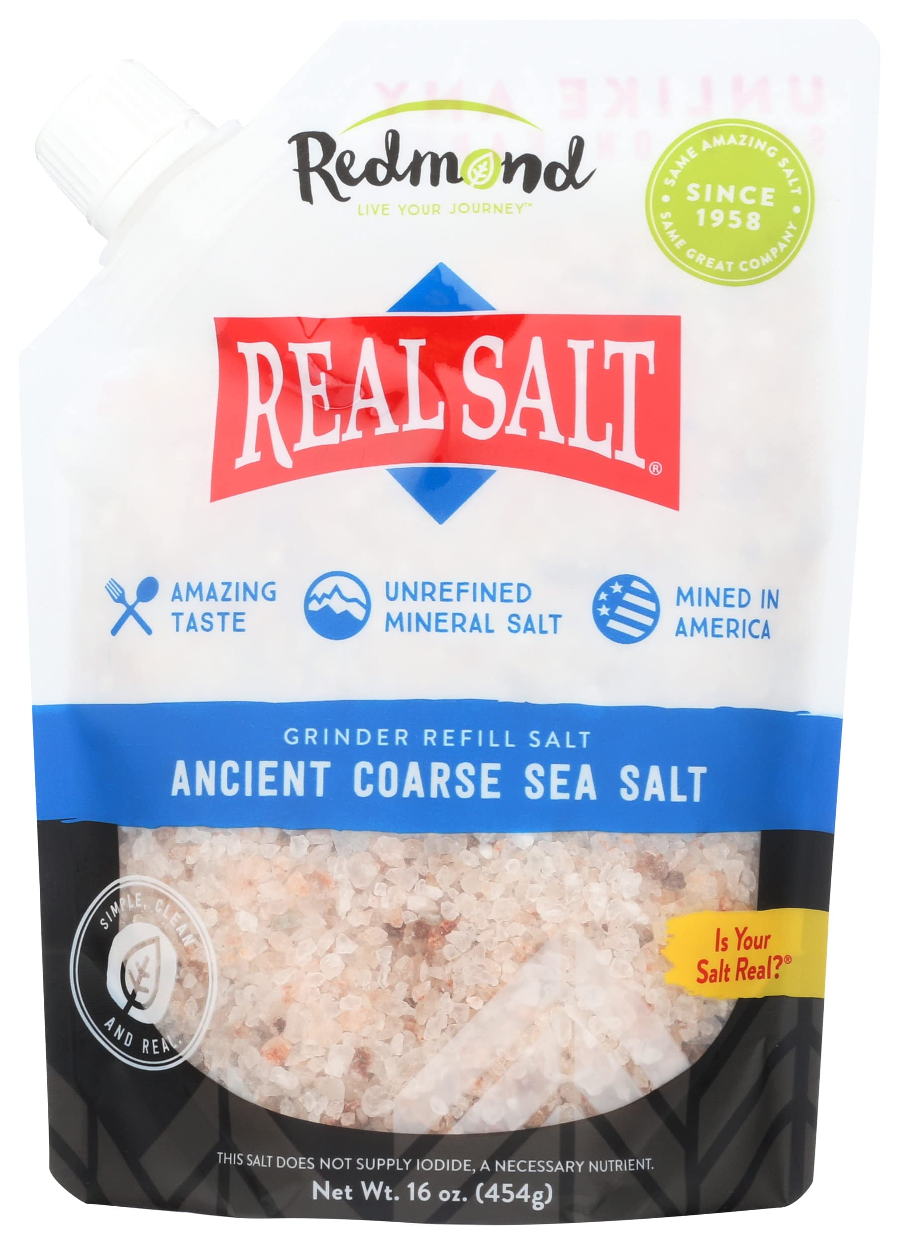 Redmond Real Sea Salt - Natural Unrefined Gluten Free Coarse,16 Ounce ...