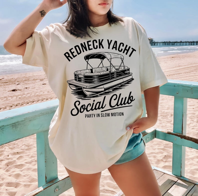 Redneck Yacht Social Club Shirt, Pontoon Shirt, Social Club Shirt, Lake ...