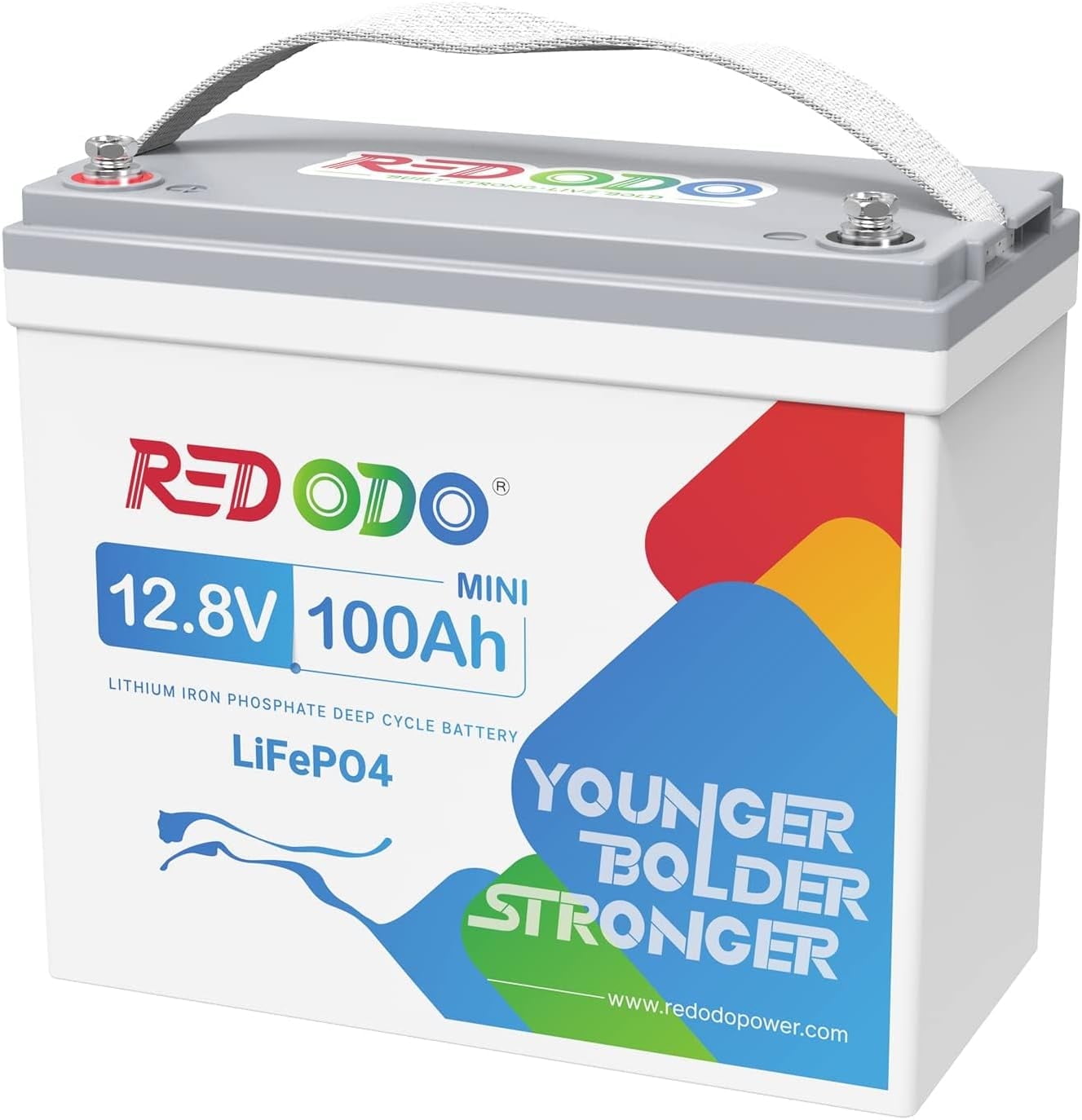 Redodo 12V 100Ah Mini LiFePO4 Lithium Battery Built-in 100A BMS, Light ...