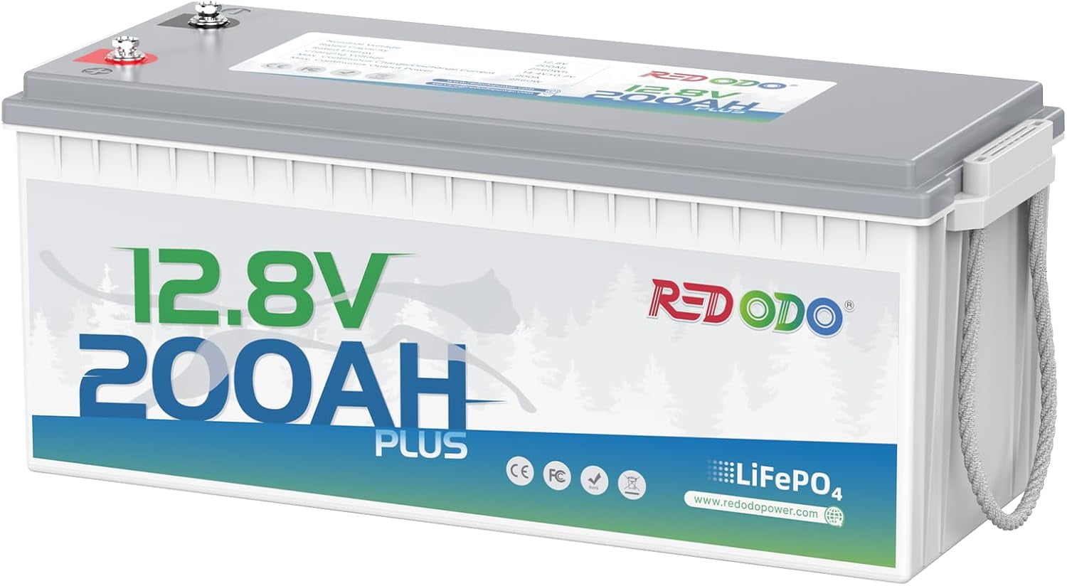 Redodo 200Ah LiFePO4 Battery, 12V Lithium Battery with 200A BMS, 2560W, Up to 15000 Deep Cycles ...