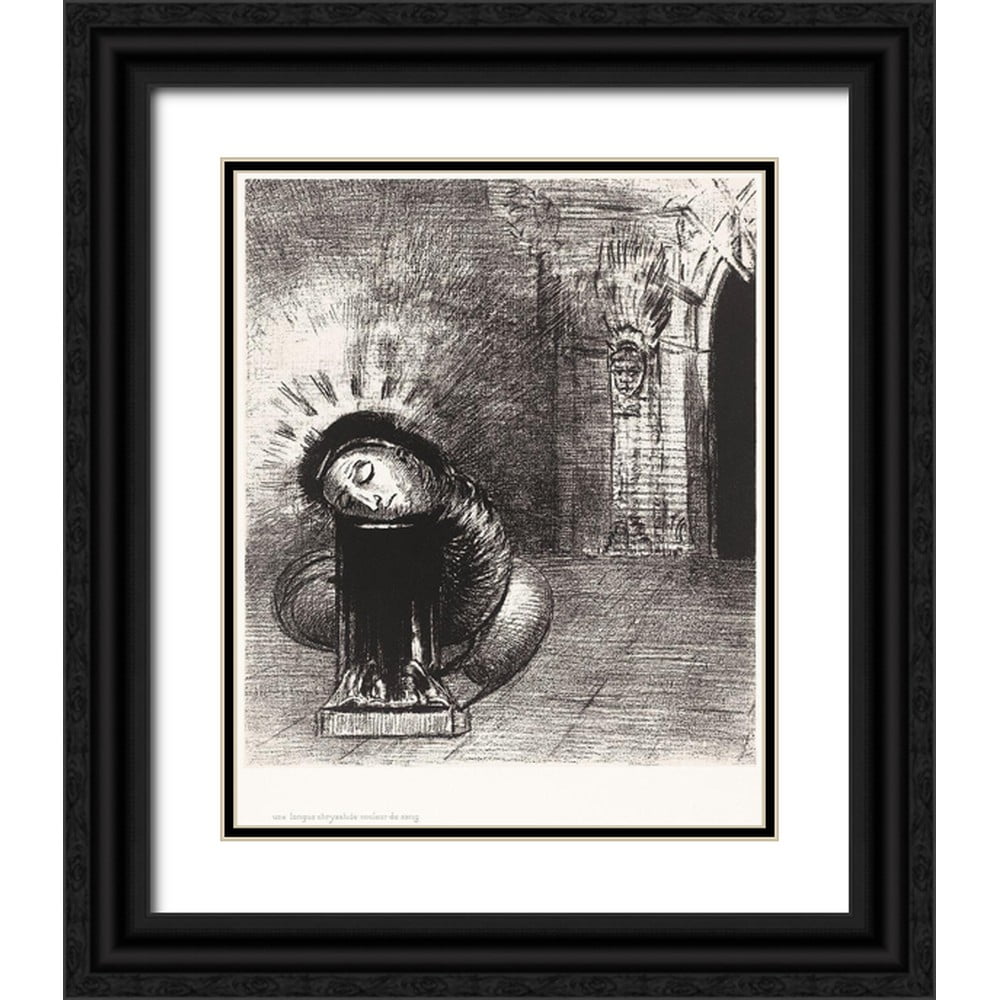 Redon, Odilon 12x14 Black Ornate Wood Framed with Double Matting Museum ...