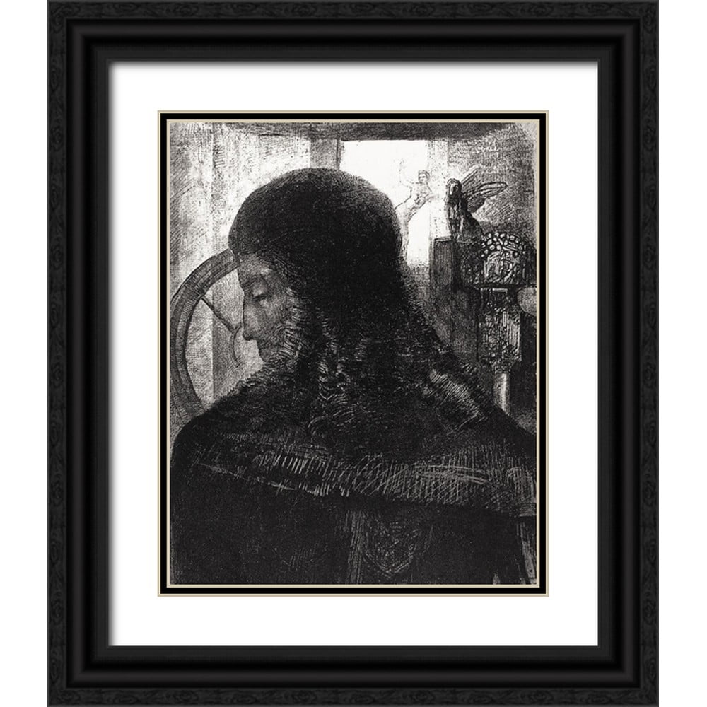 Redon, Odilon 12x14 Black Ornate Wood Framed with Double Matting Museum ...