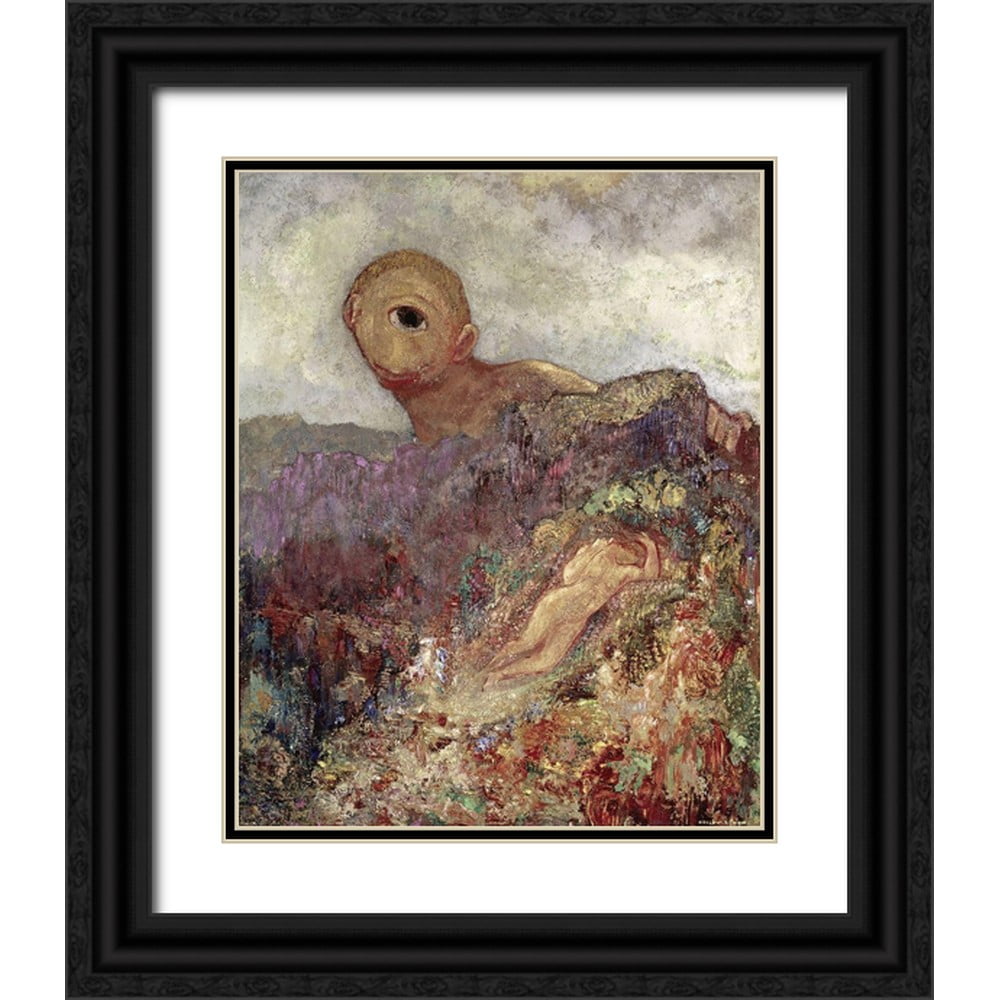 Redon, Odilon 12x14 Black Ornate Wood Framed with Double Matting Museum ...